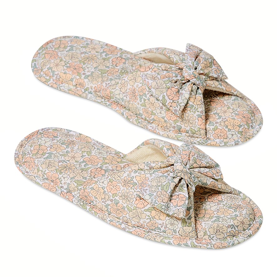 Printed Soft Floral Bow Slipper | Adairs