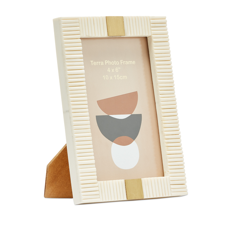 Terra Ivory & Gold Ripple Photo Frame | Adairs
