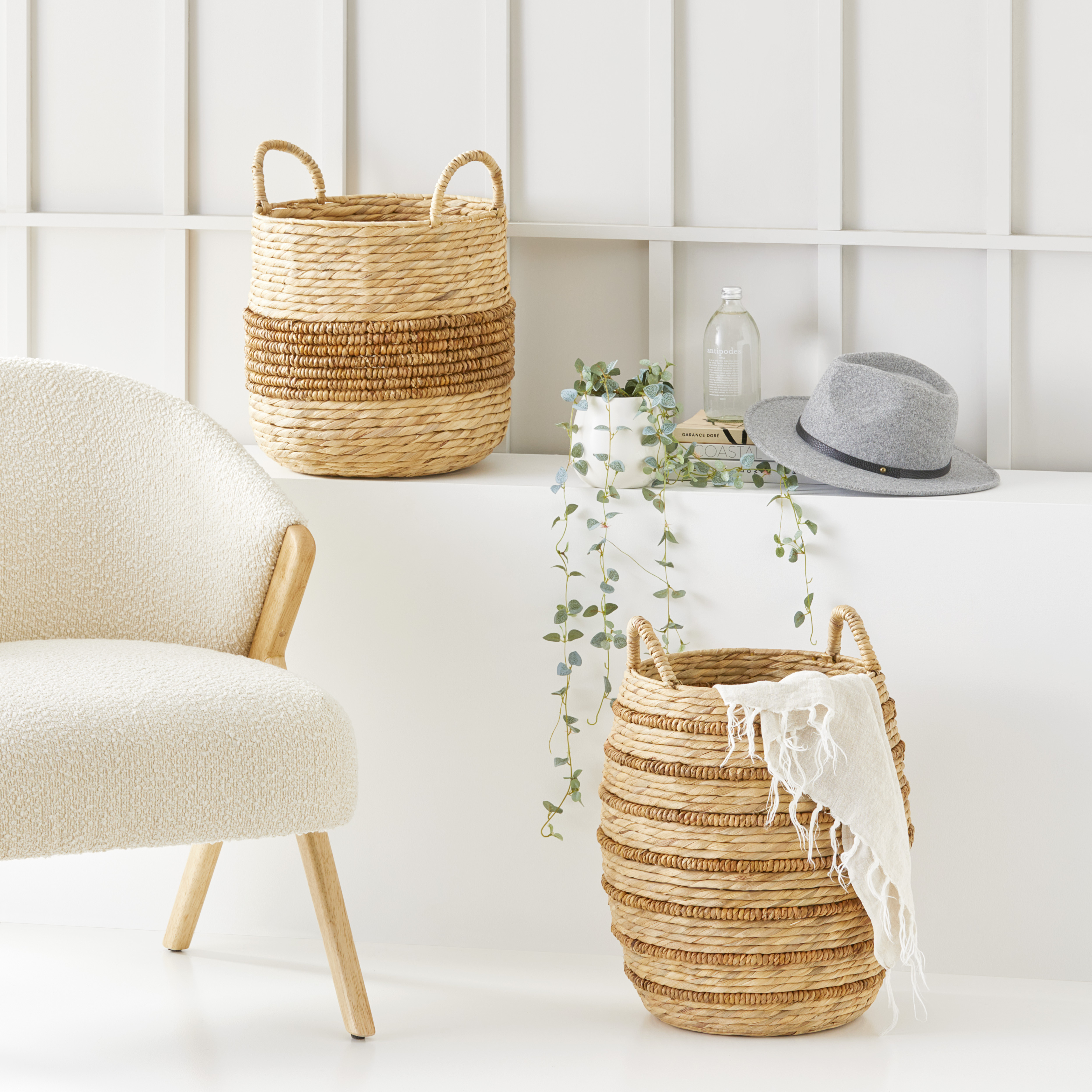 Beaded Stripe Natural Basket | Adairs