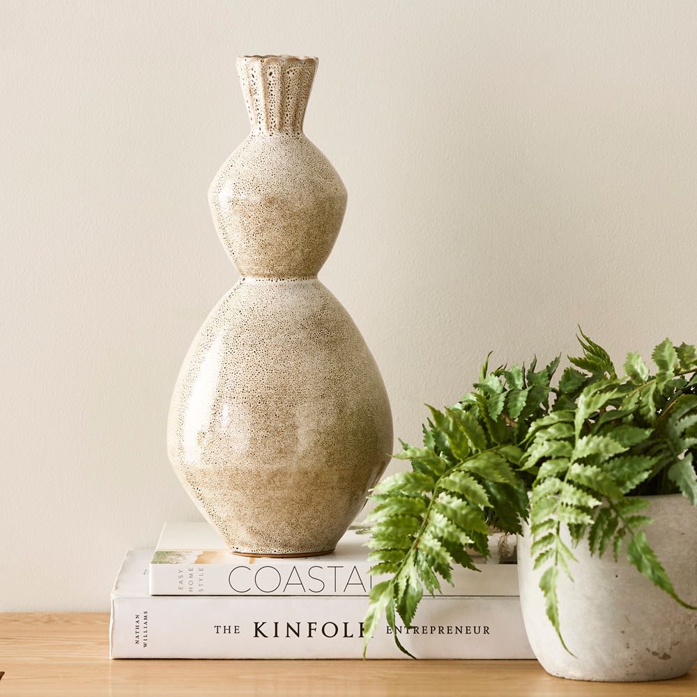 Rhodes Natural Speckle Vase | Adairs