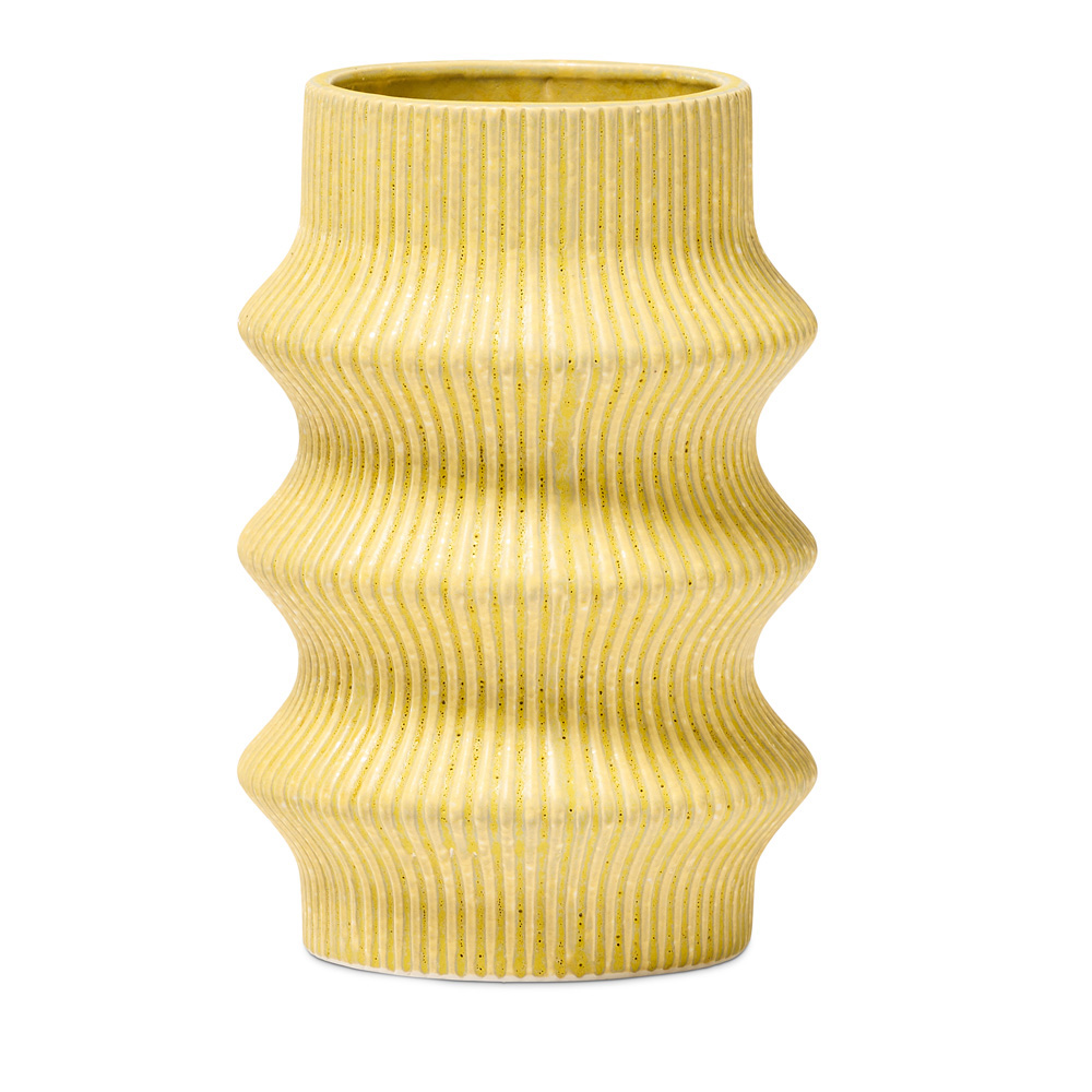 Citron Yellow Ripple Vase | Adairs