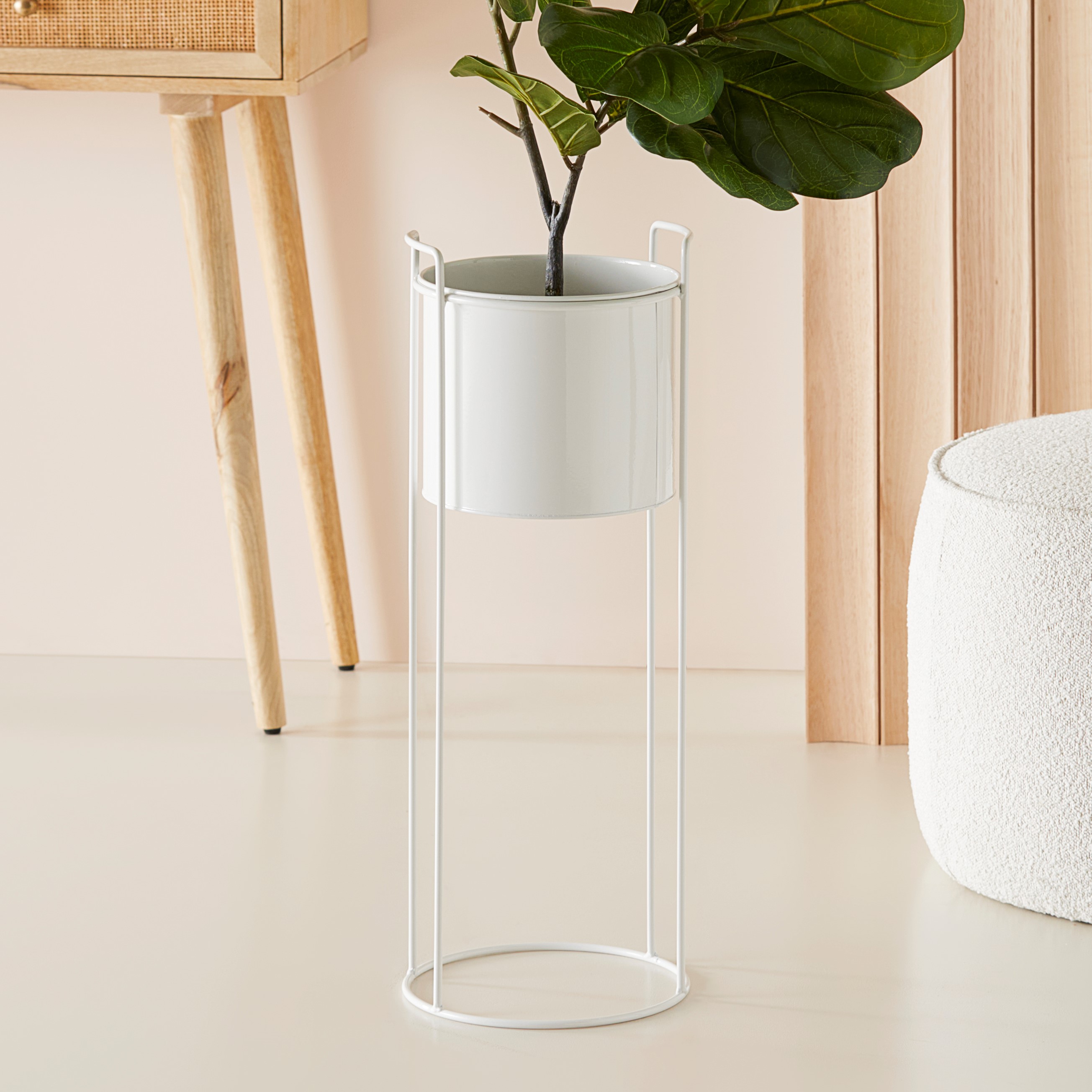 Santana White Gloss Plant Stand | Adairs