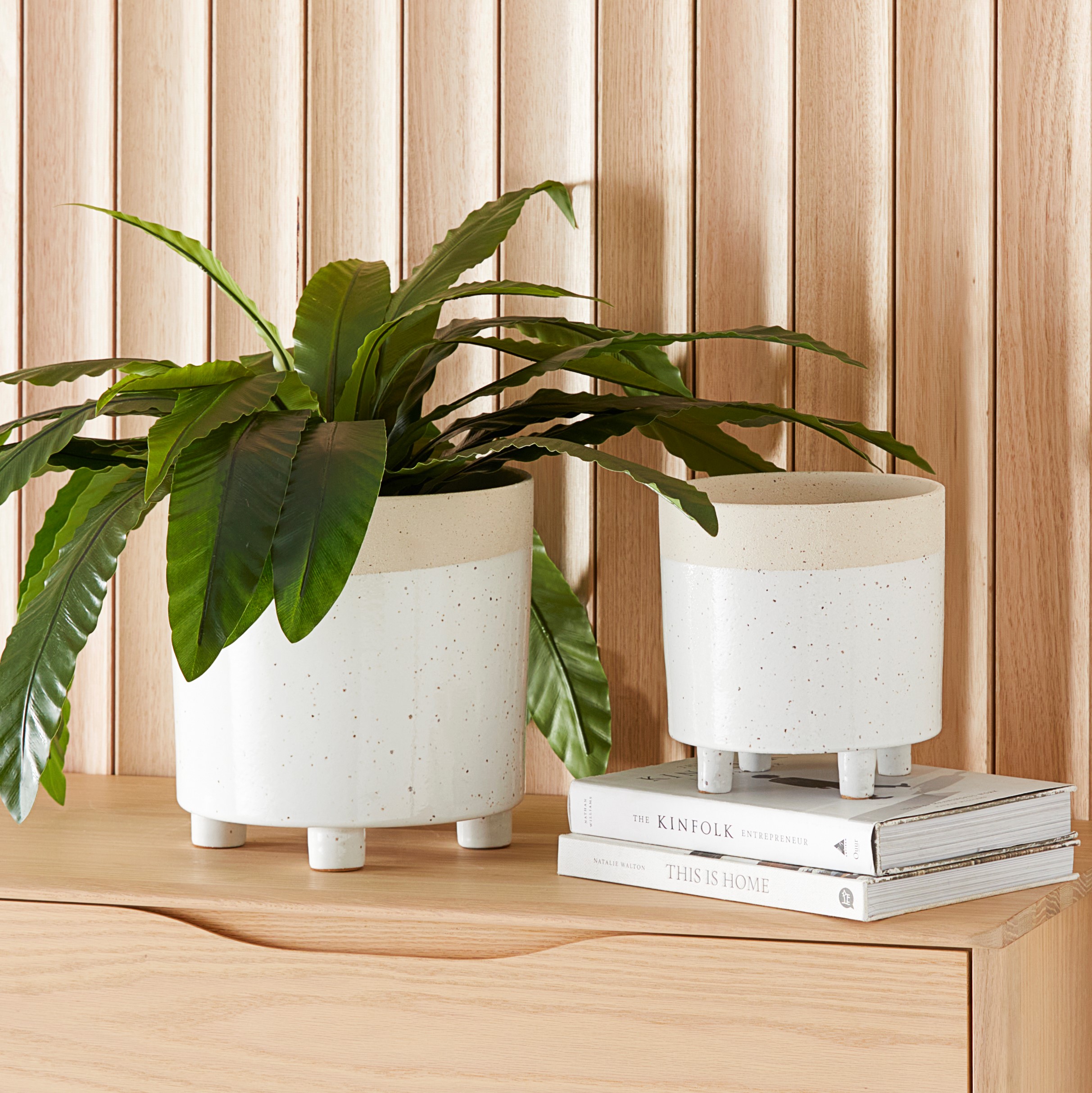 Sandy Sand & White Glaze Pot | Adairs