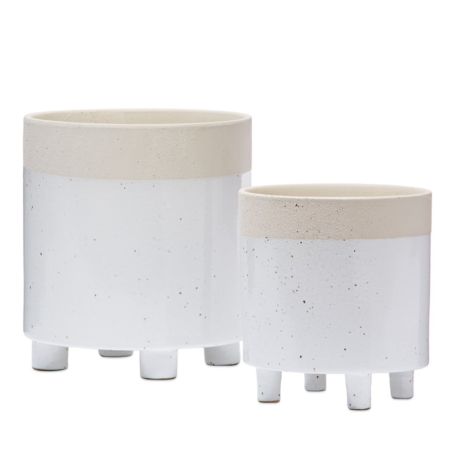 Sandy Sand & White Glaze Pot | Adairs