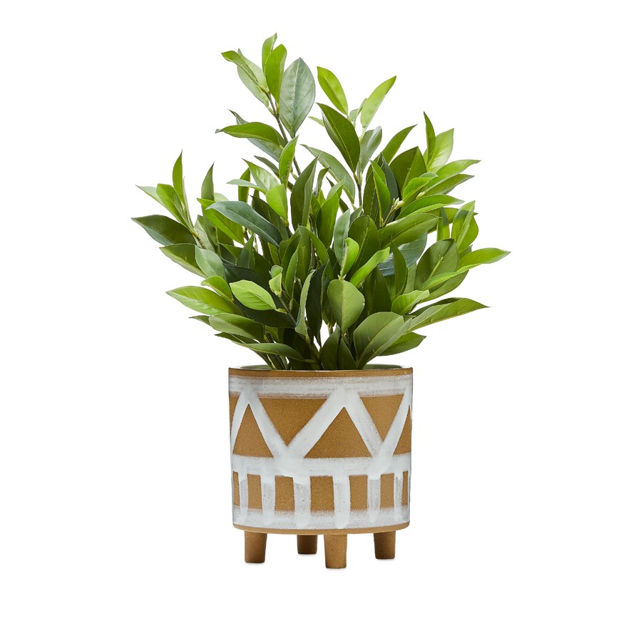 Otara White & Stone Thatched Pot | Adairs