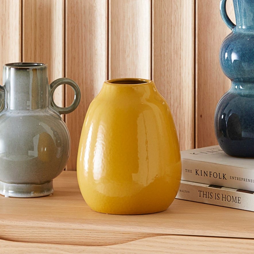 Blue Illusion Mustard Rounded Vase | Adairs