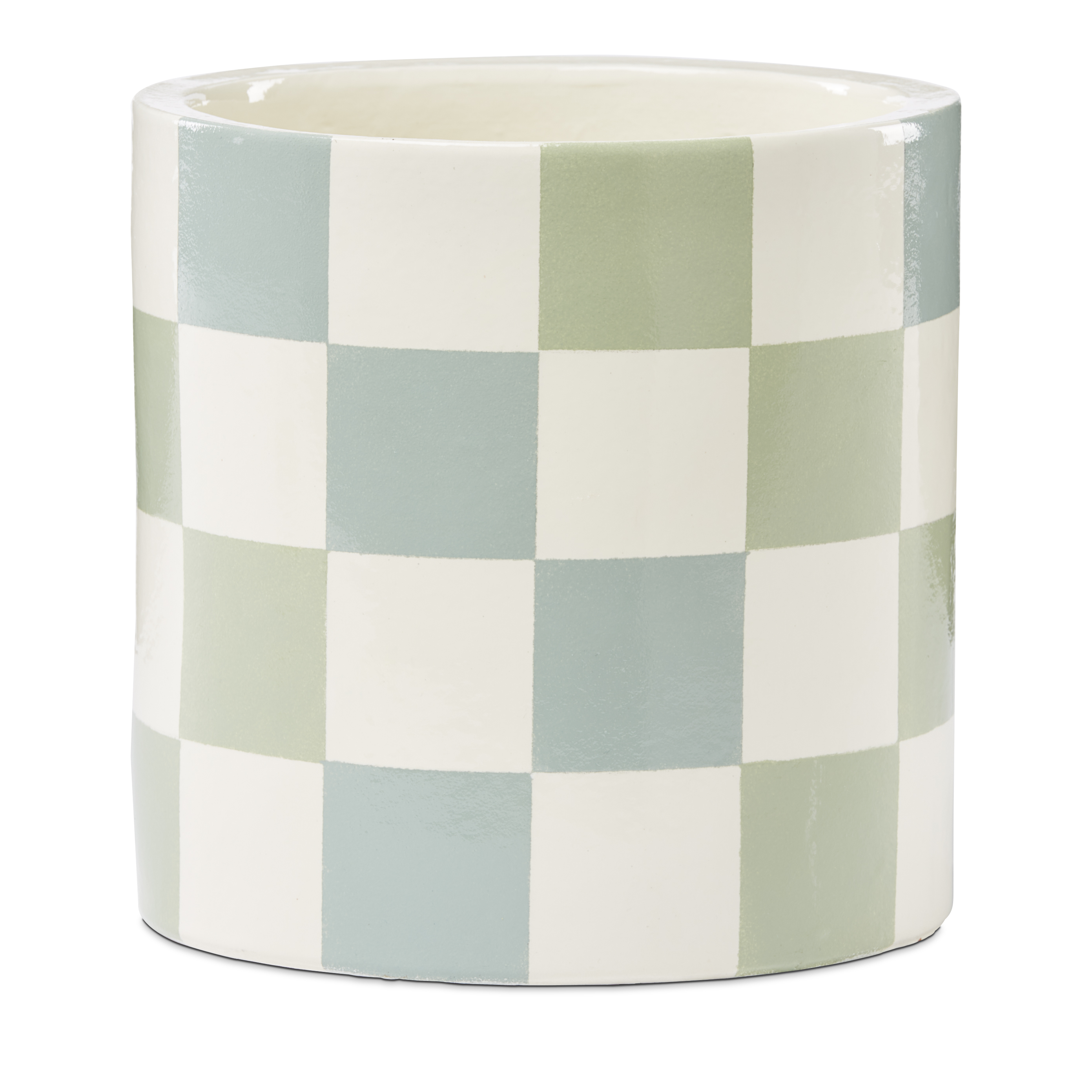 Chequer Eucalyptus Check Pot | Adairs