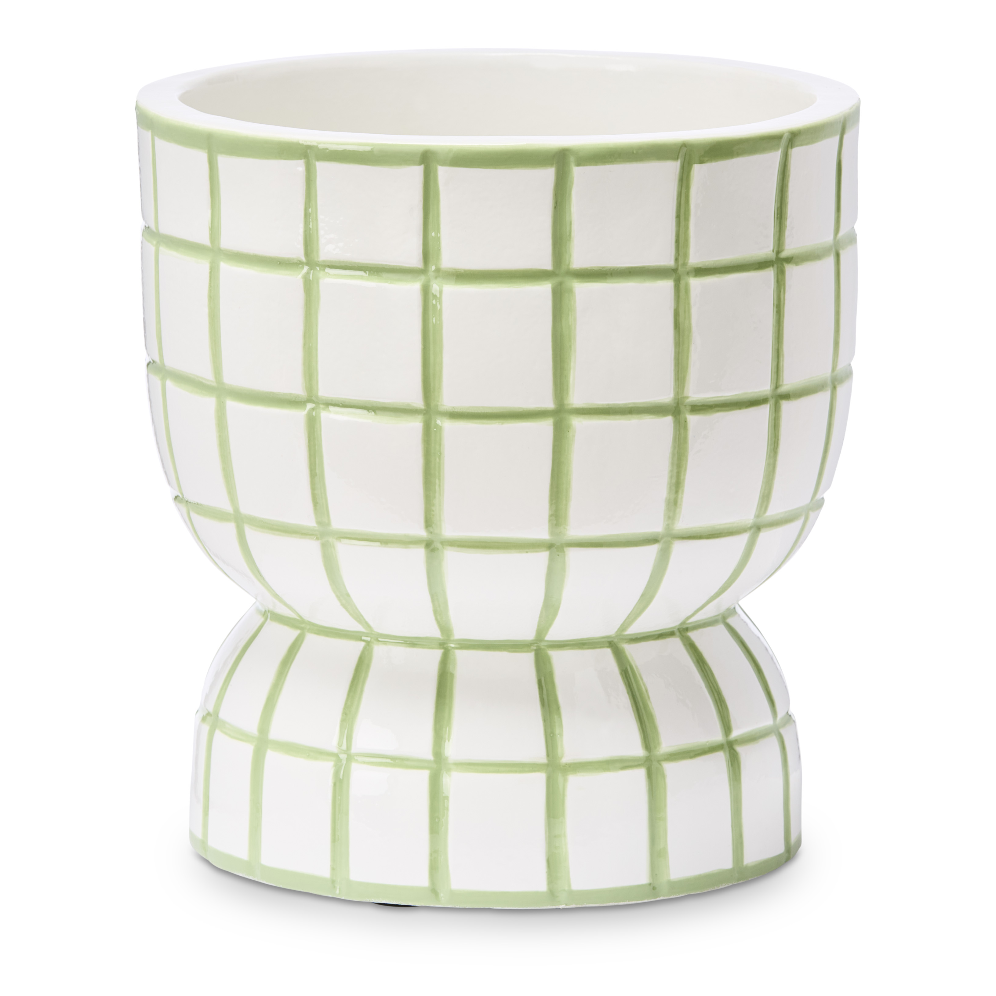 Green Check Chequer Footed Pot | Adairs