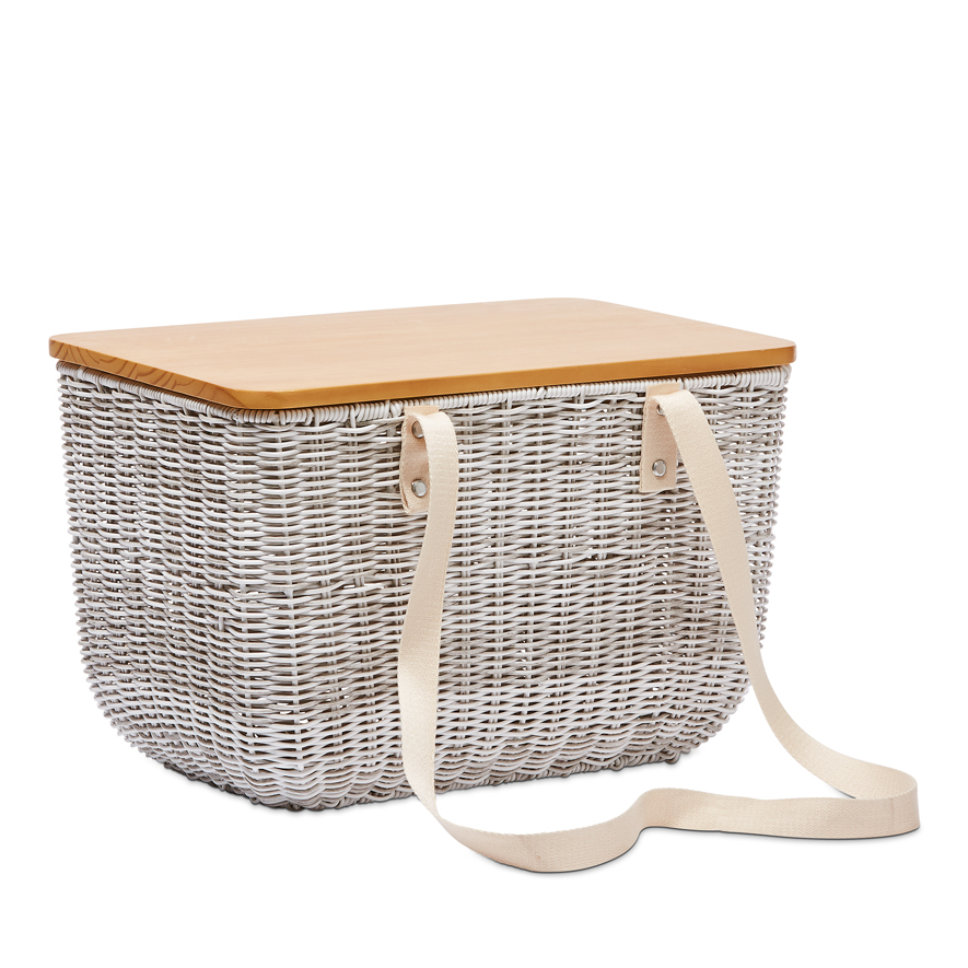Harlow White and Natural Picnic Basket | Adairs