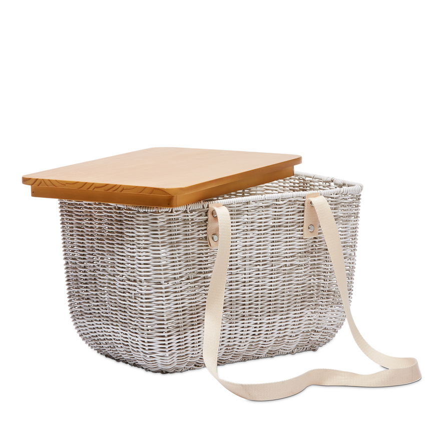 Harlow White and Natural Picnic Basket | Adairs