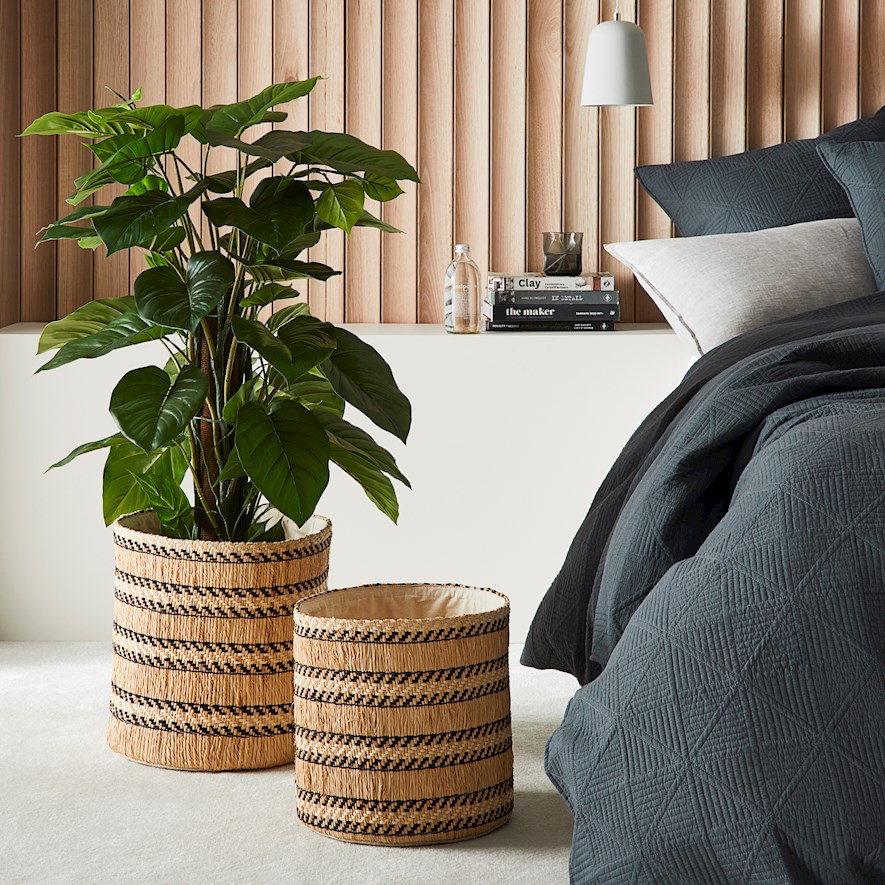 Kochi Natural & Black Check Basket | Adairs