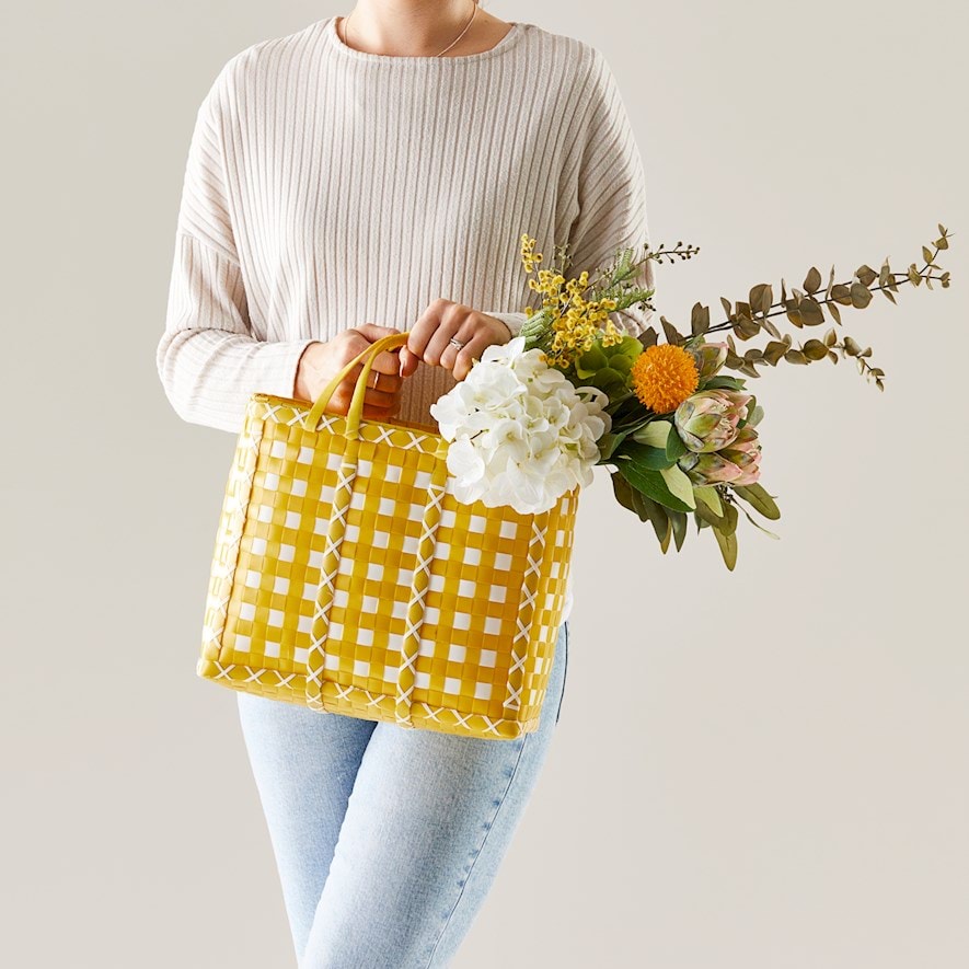 Breeze Yellow and White Basket | Adairs