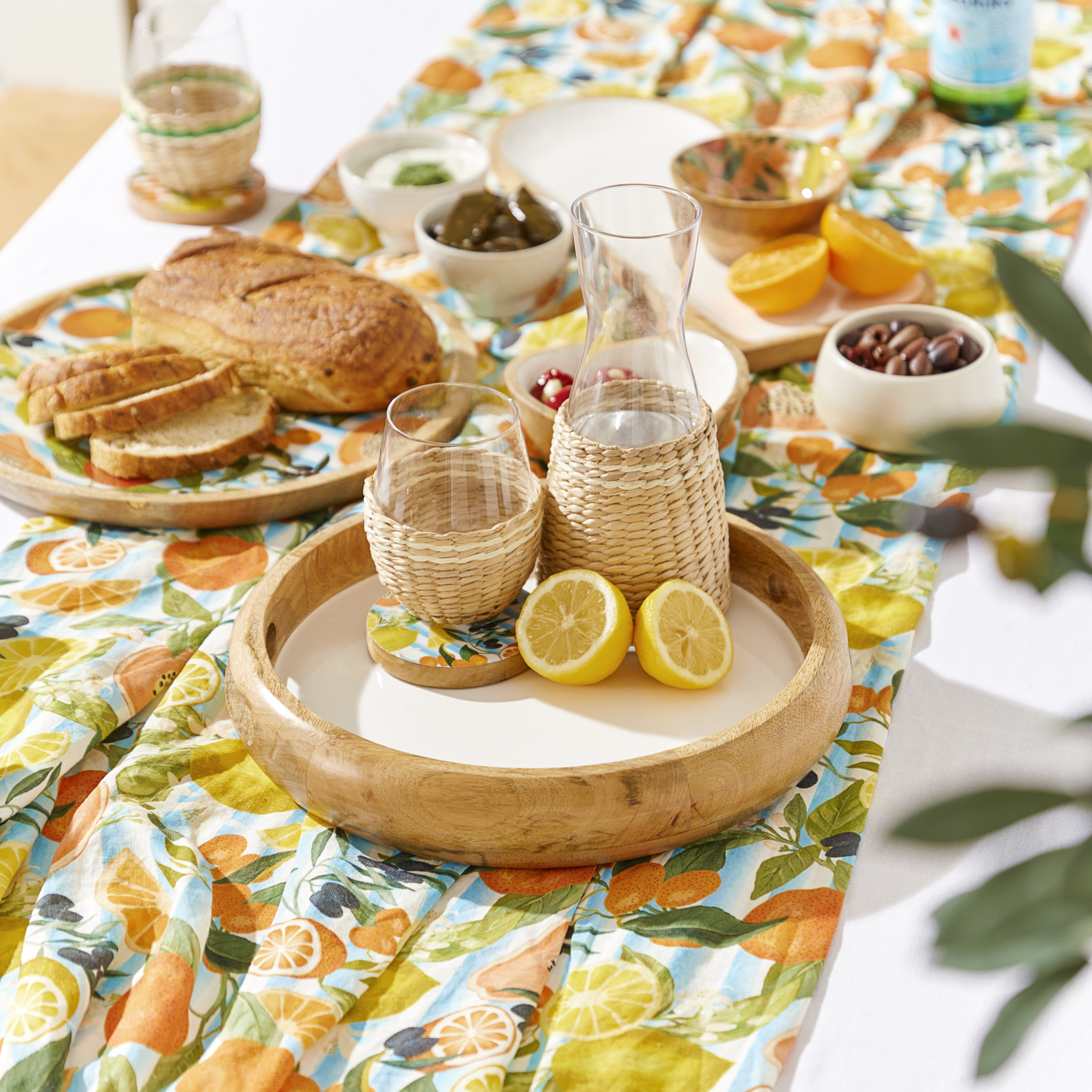 Blanco Natural & White Timber Curve Tray | Adairs