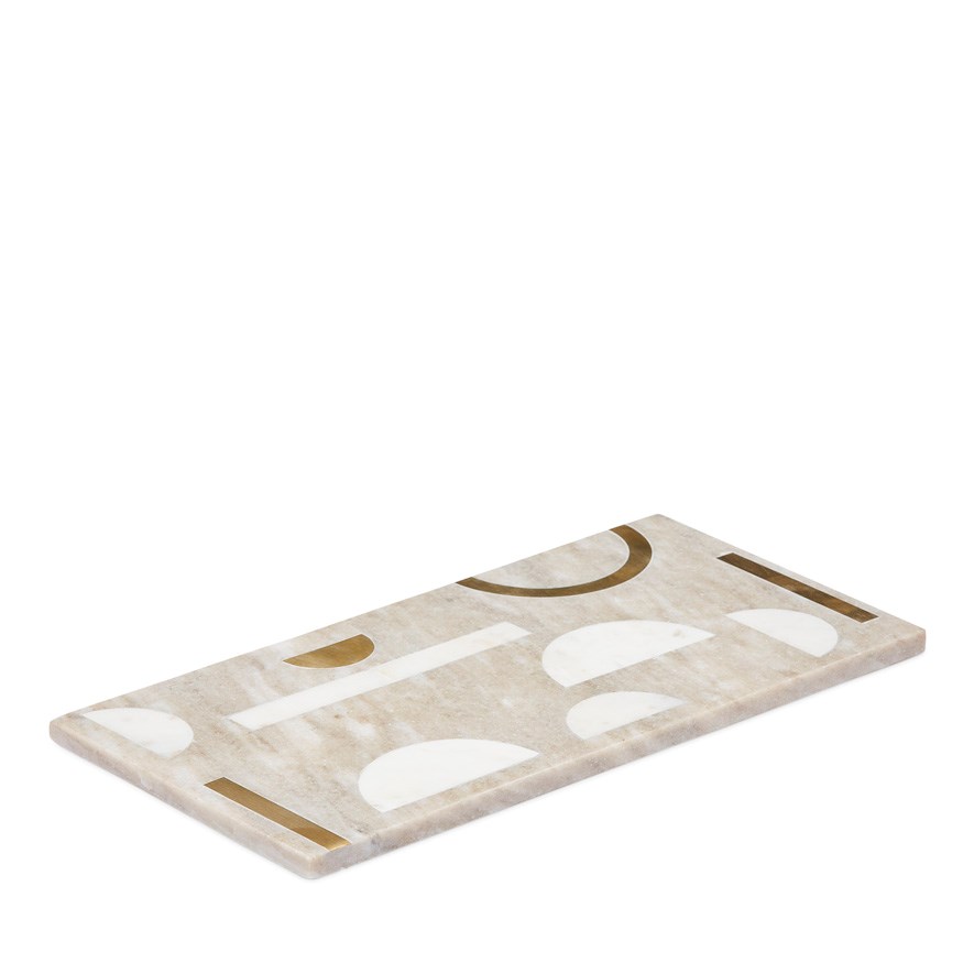 Marble Natural & White Circle Tray | Adairs