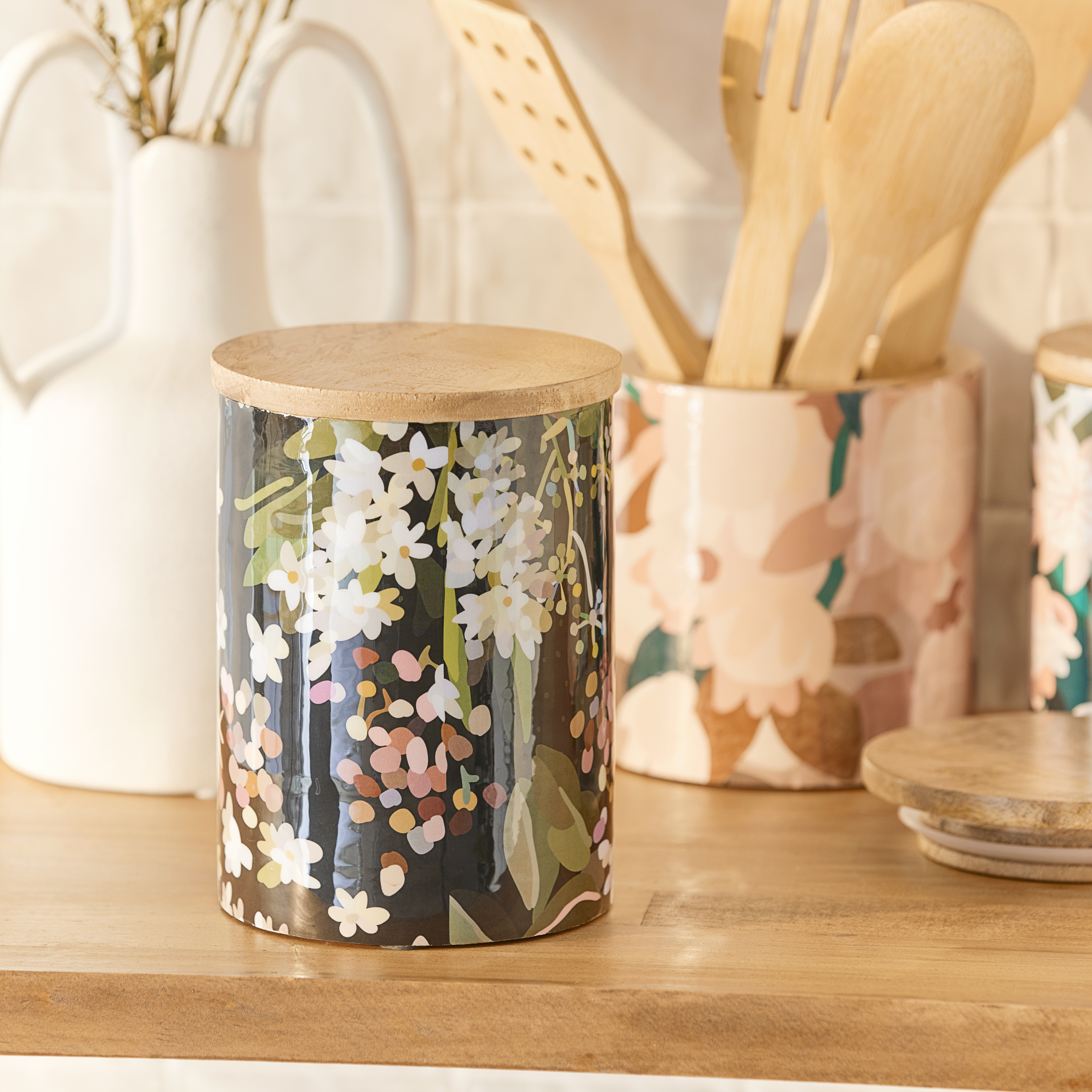 Kimmy Hogan Gathered Timber Canister | Adairs