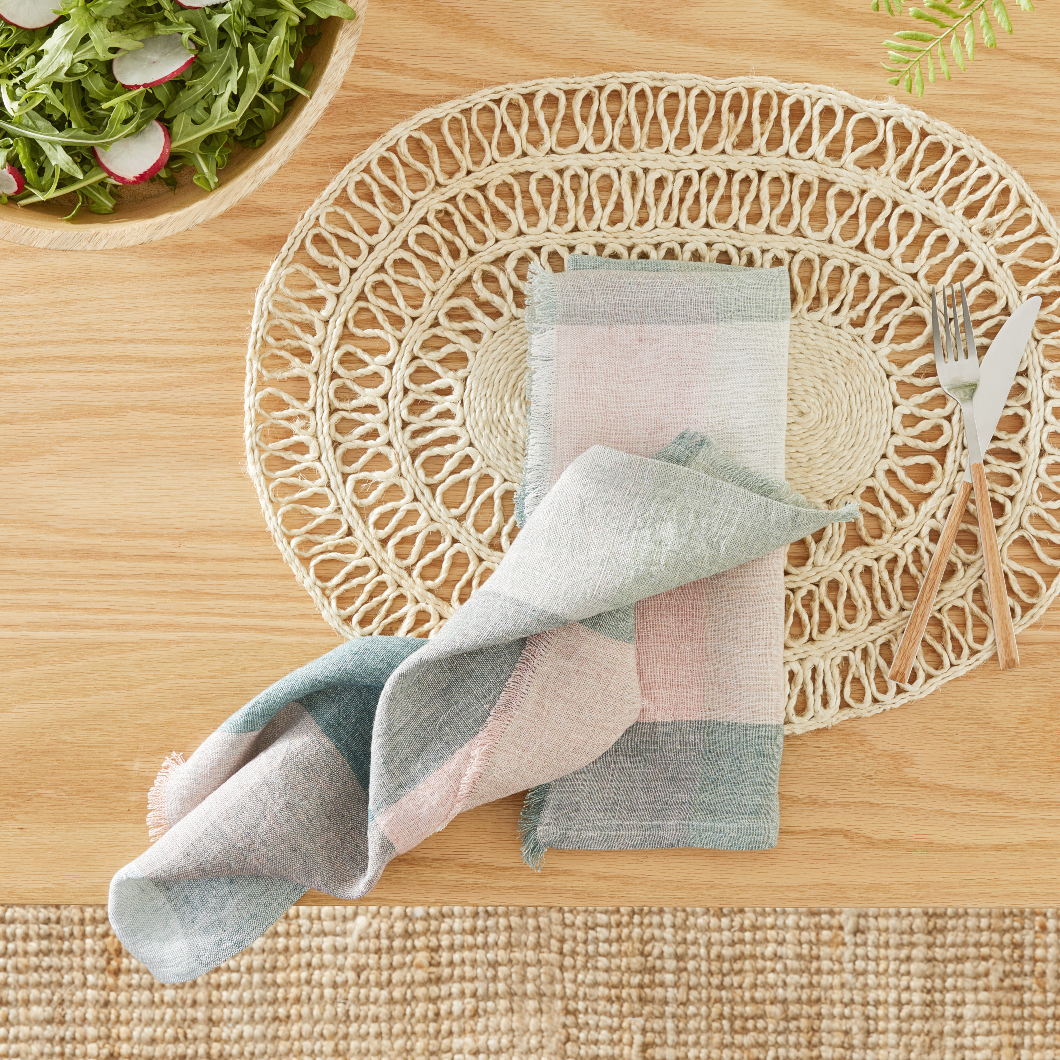 Rae Malmo Pink & Green Check Napkins Pack of 2 | Adairs