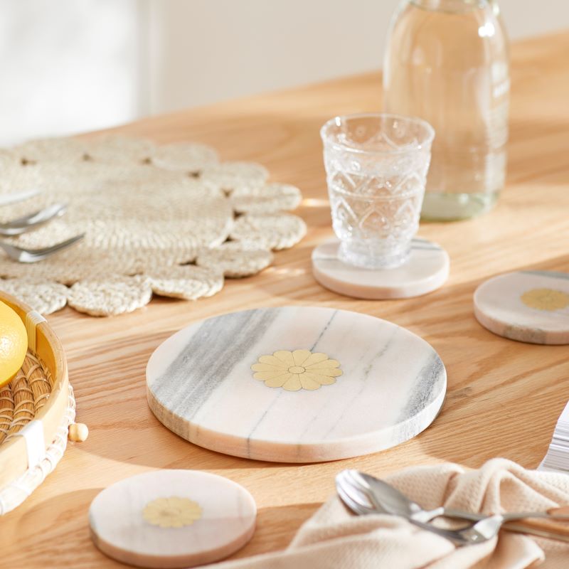 Daisy Marble Pink & Gold Trivet | Adairs