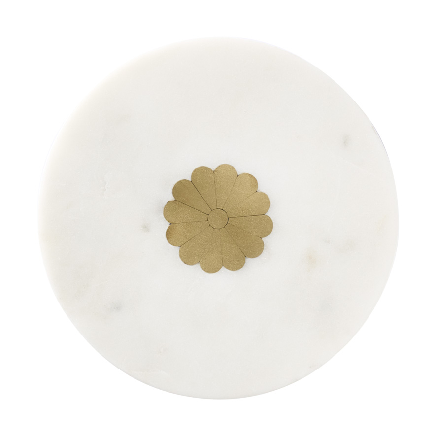 Daisy Marble White & Gold Trivet | Adairs