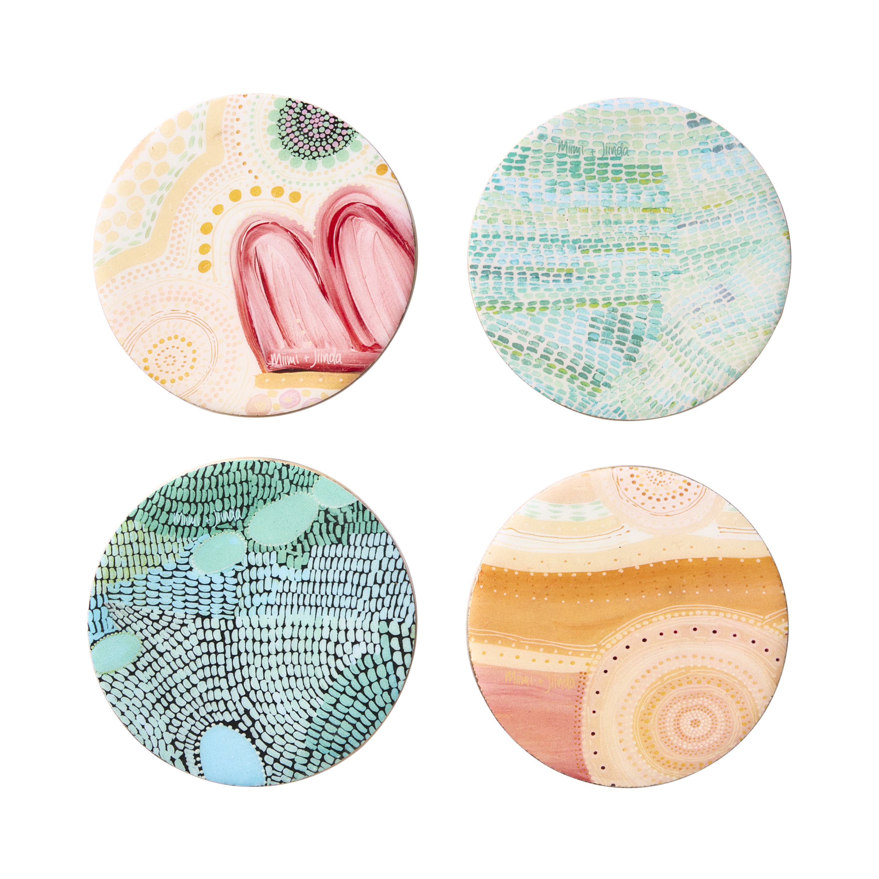 Miimi + Jiinda Assorted Timber Coasters 4 Pack | Adairs