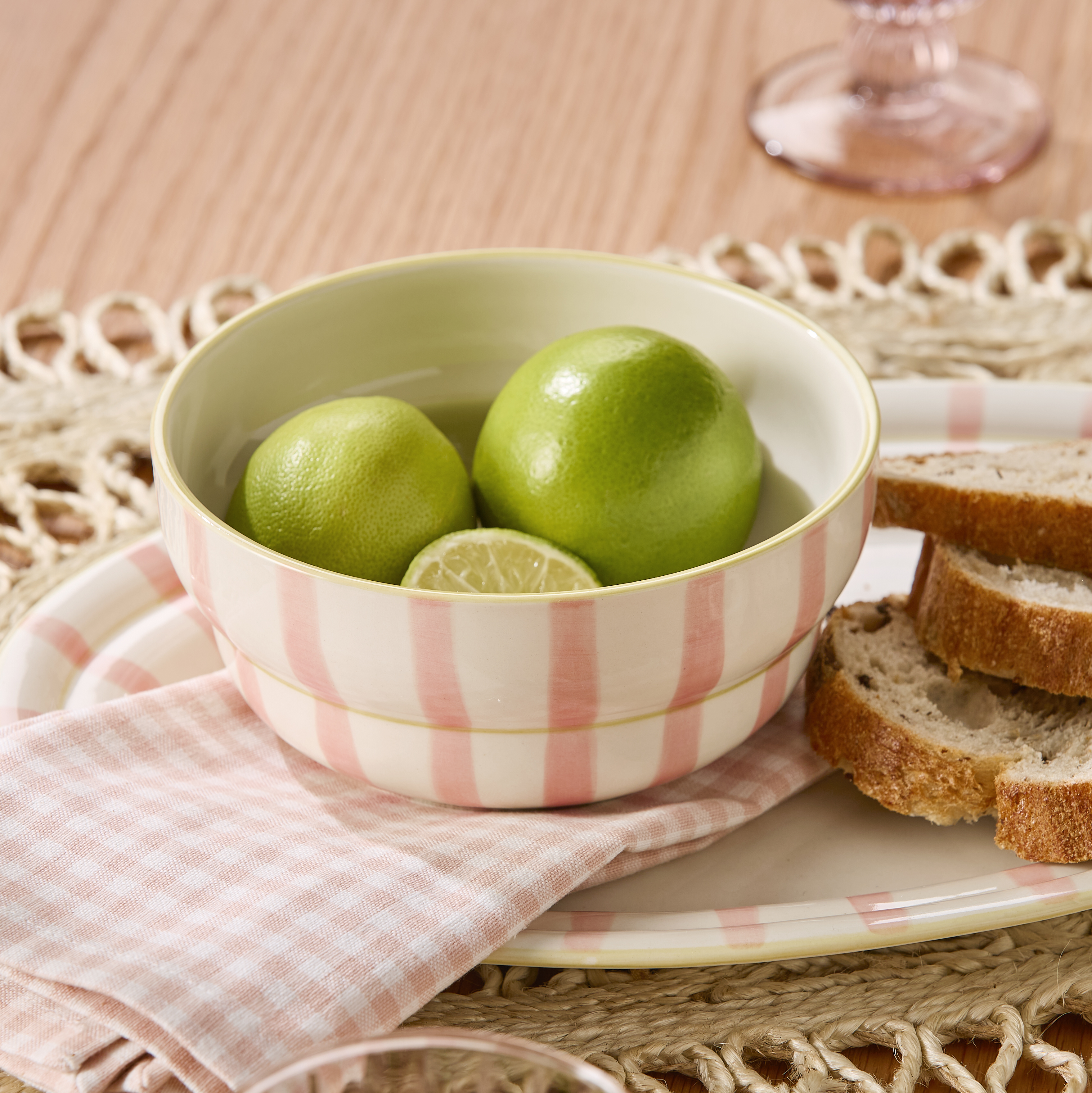 Mediterranean Pink Stripe Side Bowl | Adairs