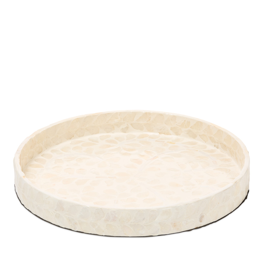 Sicily Capiz Ivory Vine Round Tray | Adairs