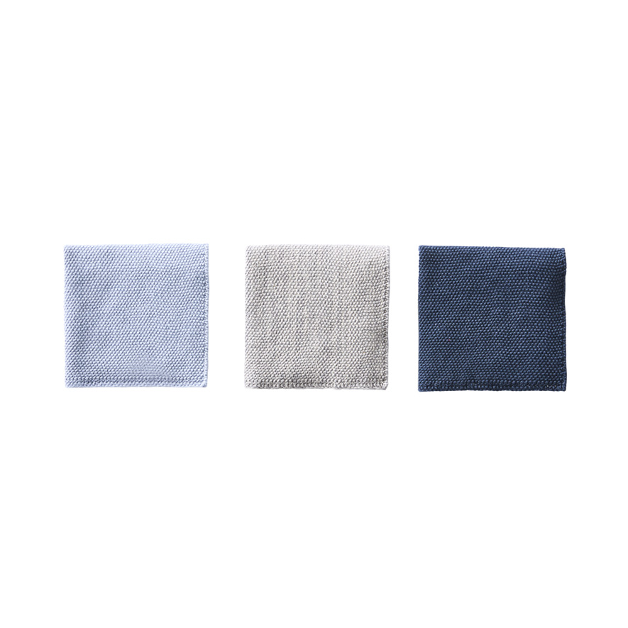 Leda Steel Blue Bamboo Cotton Dishcloth Pack of 3 | Adairs
