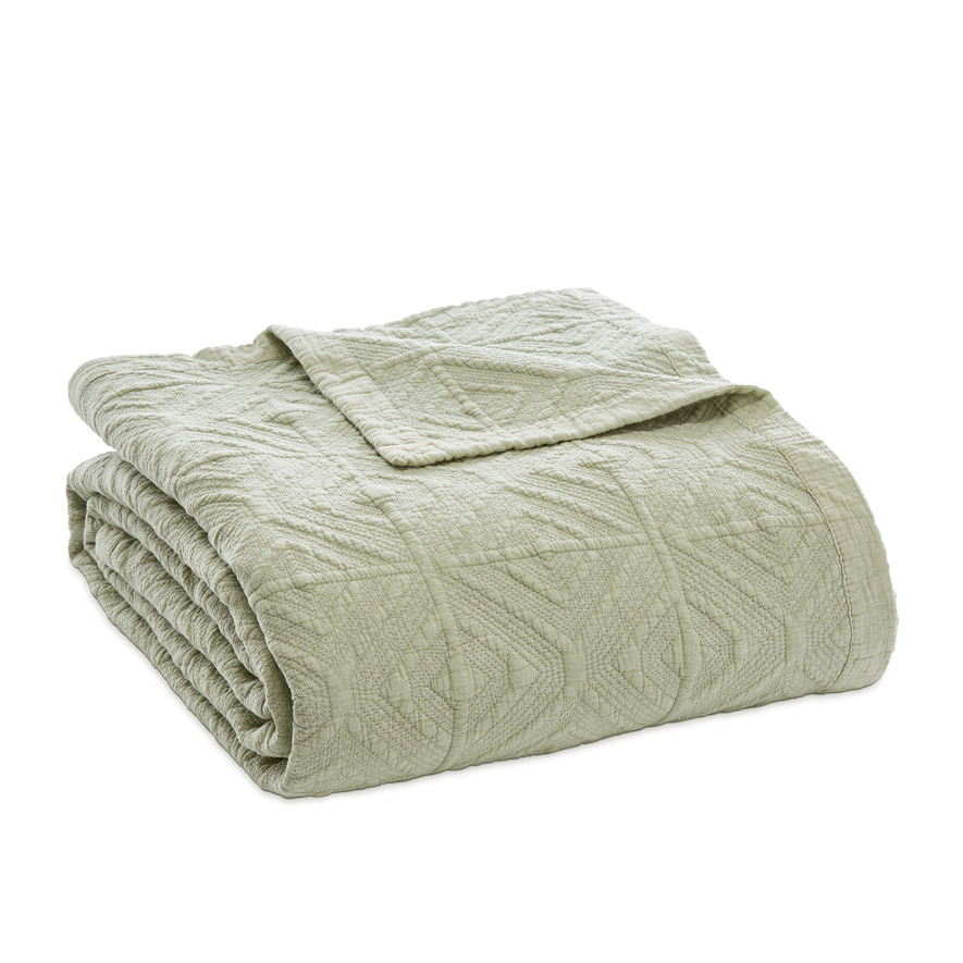 Stonewash Smoked Green Blanket | Adairs