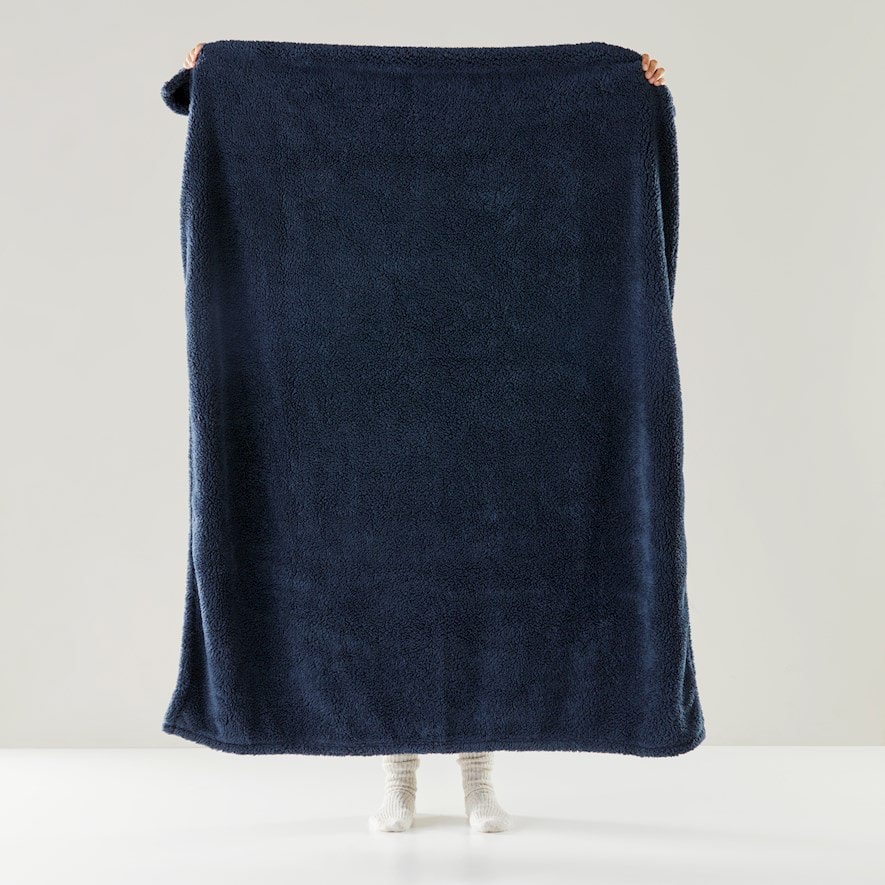 Kyrie Navy Fleece Throw | Adairs