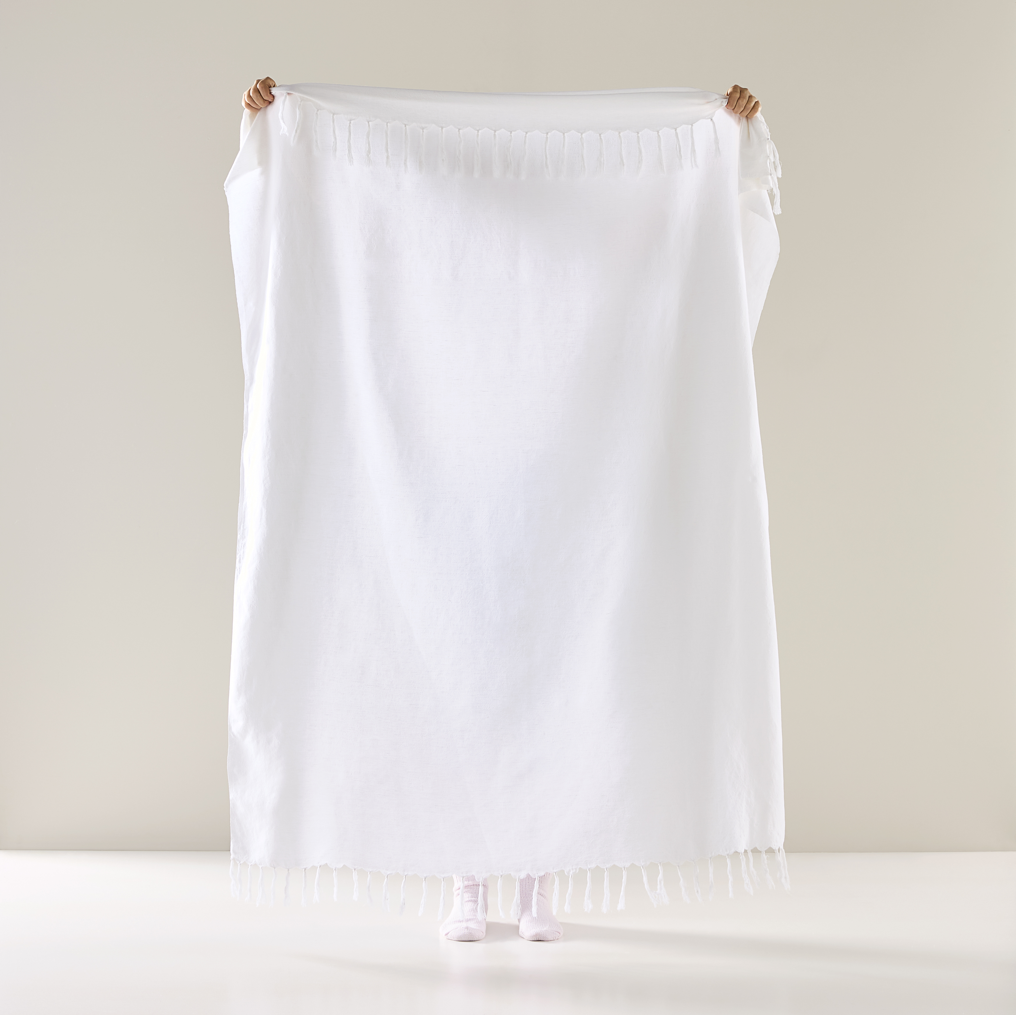 Iris White Linen Cotton Throw | Adairs