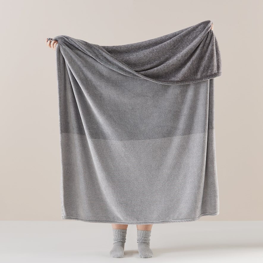 Ultrasoft Grey Stripe Throw | Adairs