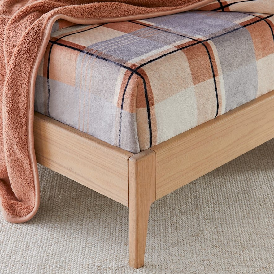 Sherpa Brown Check Print Blanket | Adairs