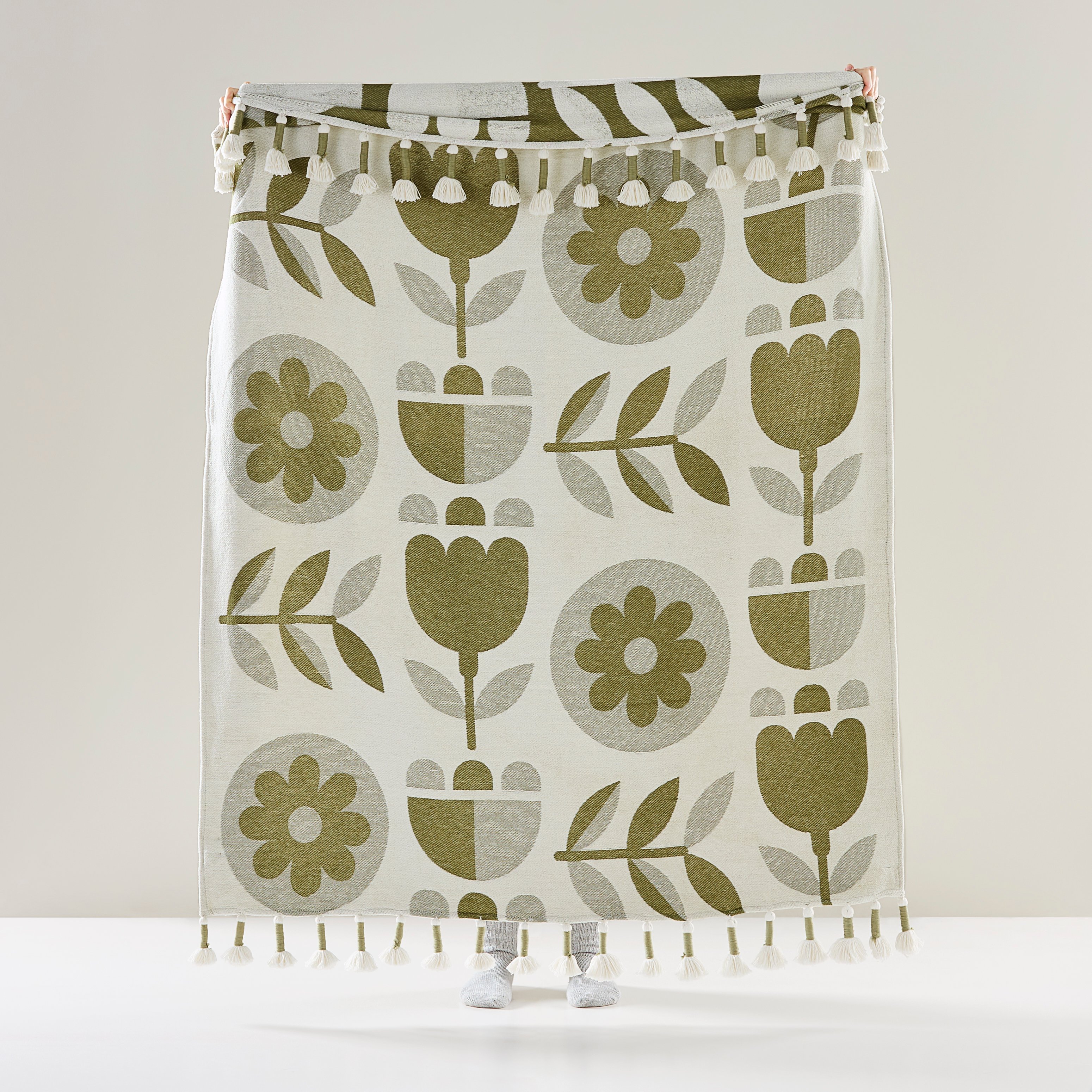 Esme Retro Natural & Green Throw | Adairs