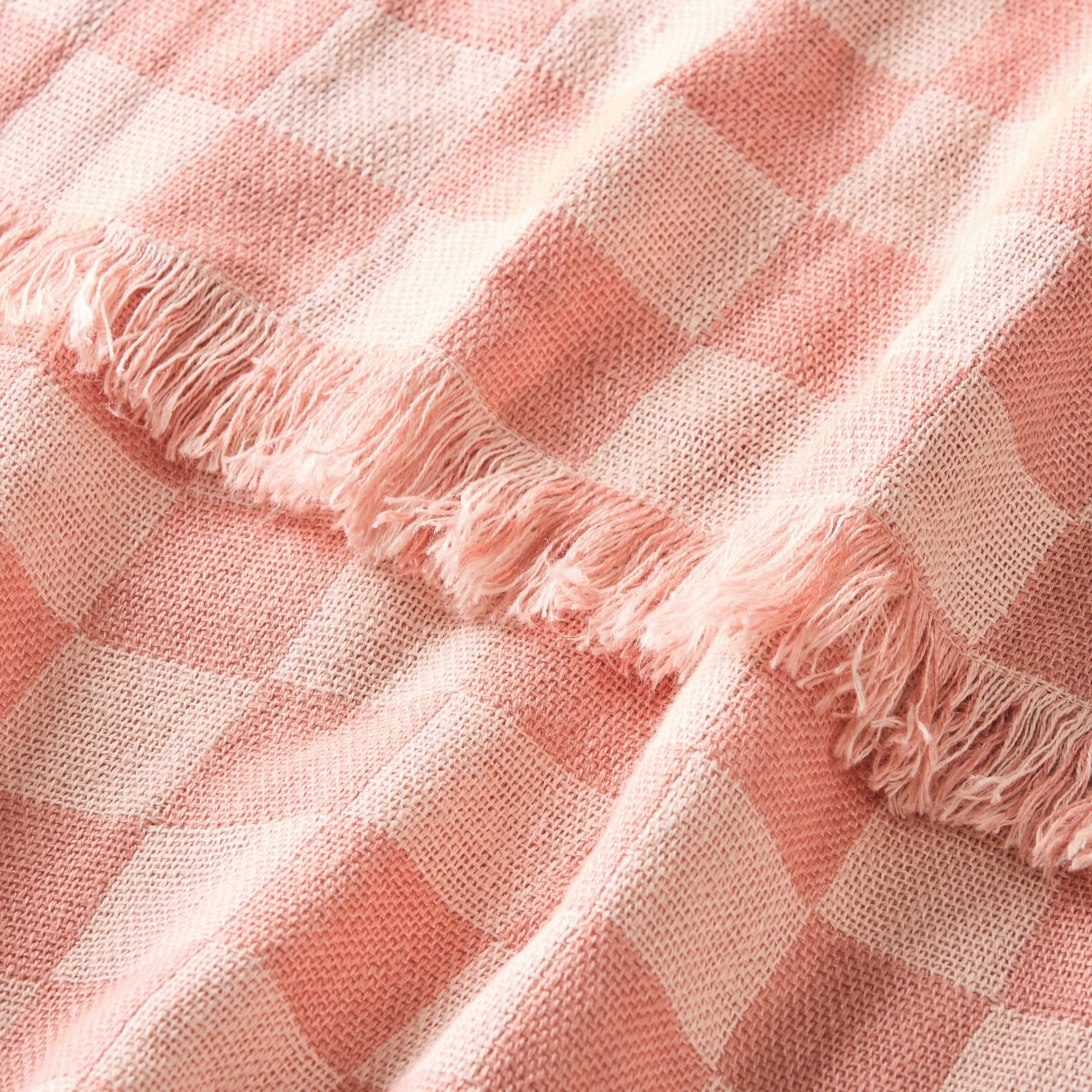 Elora Dusty Rose & Nude Pink Check Linen Throw | Adairs