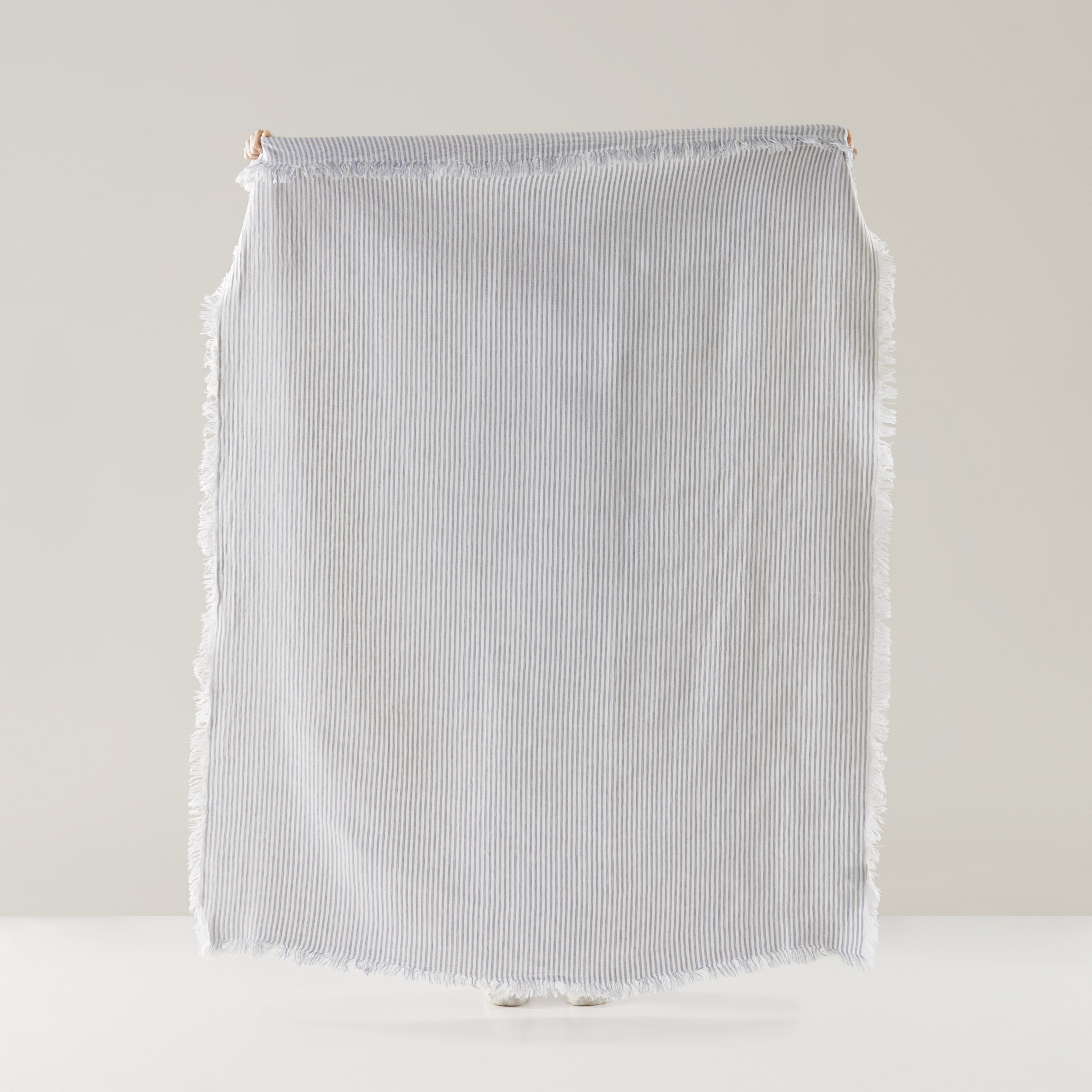 Kenai Blue Stripe Linen Throw | Adairs