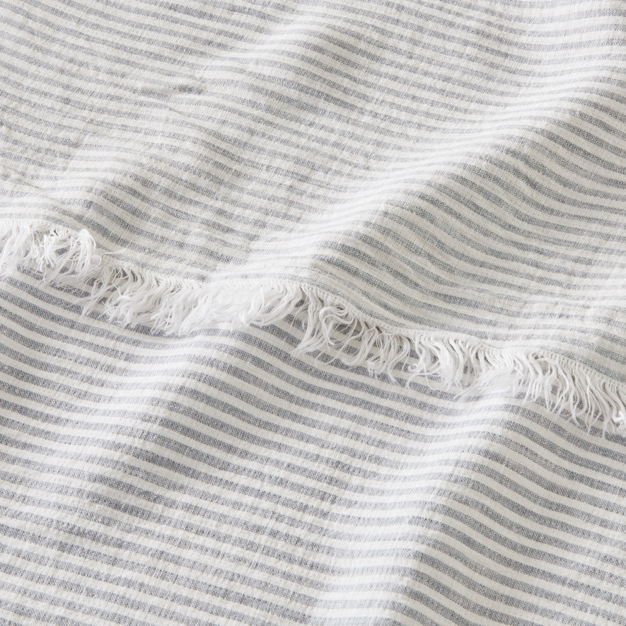 Kenai Blue Stripe Linen Throw | Adairs