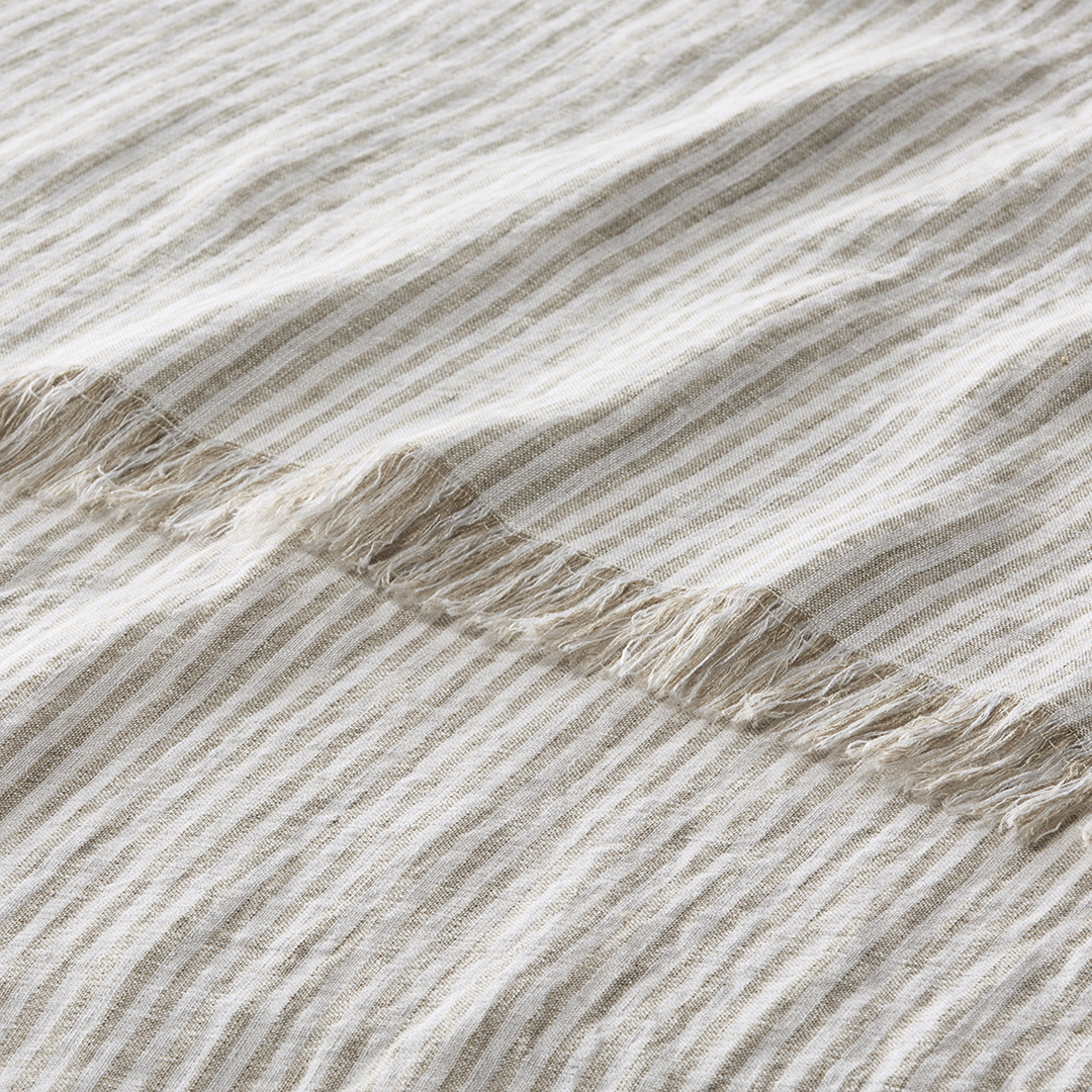 Kenai Natural & White Stripe Linen Throw | Adairs