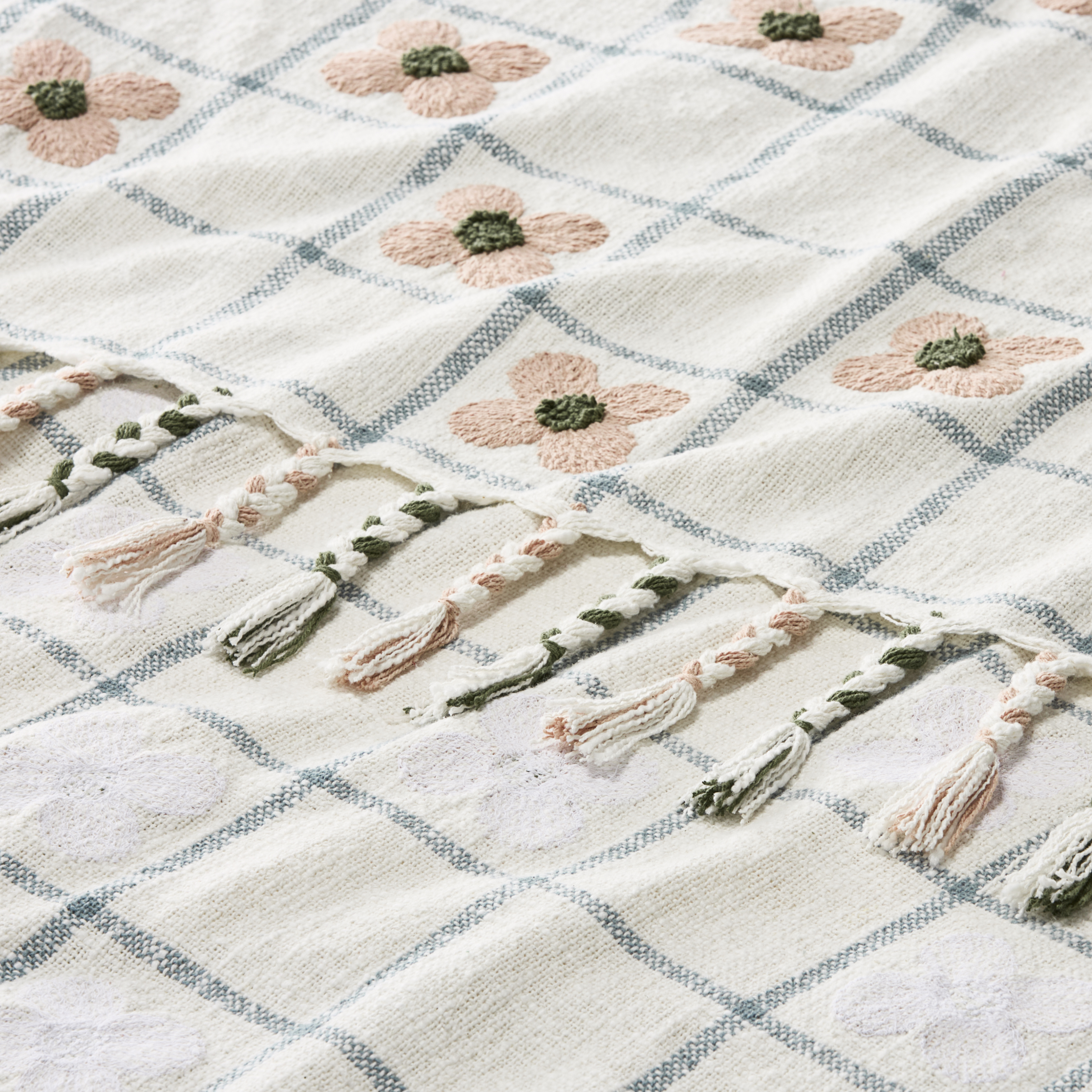 Daisy White & Pink Check Throw | Adairs