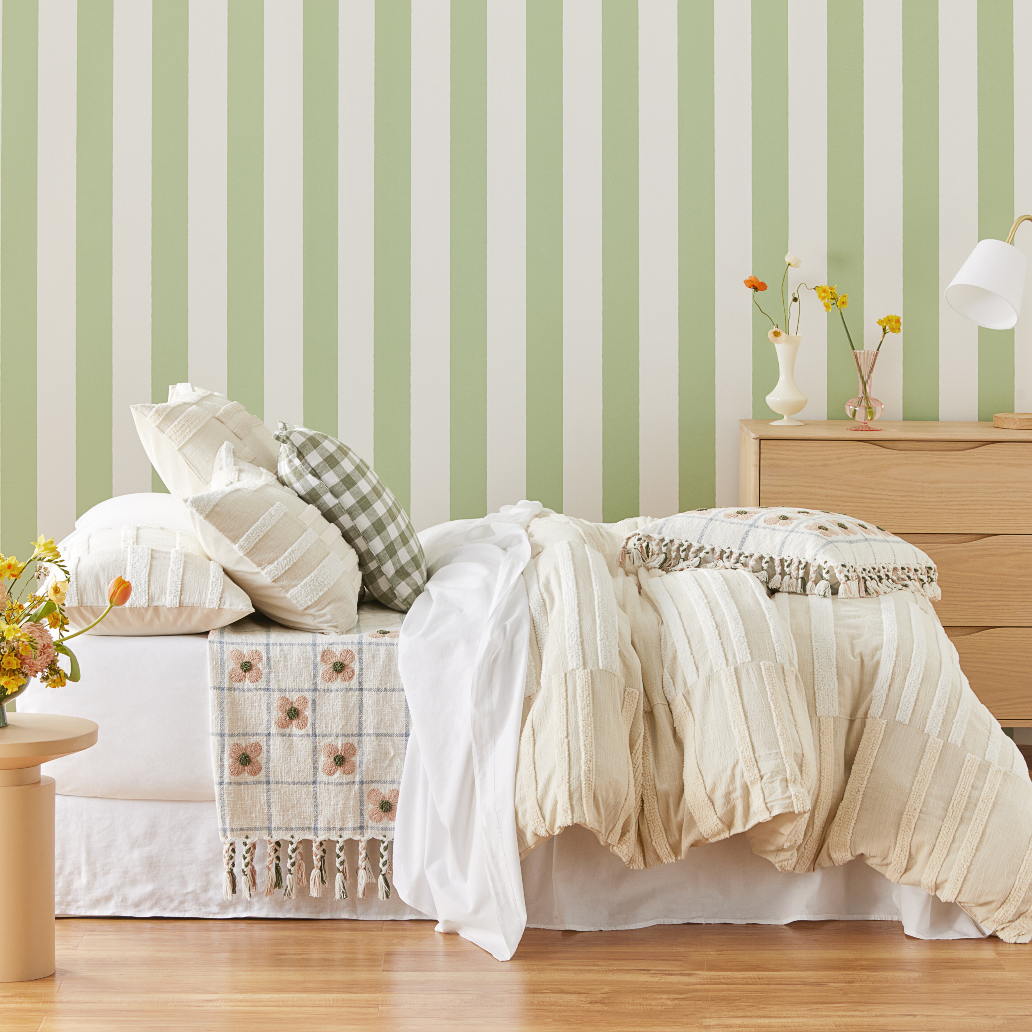 Daisy White & Pink Check Throw | Adairs