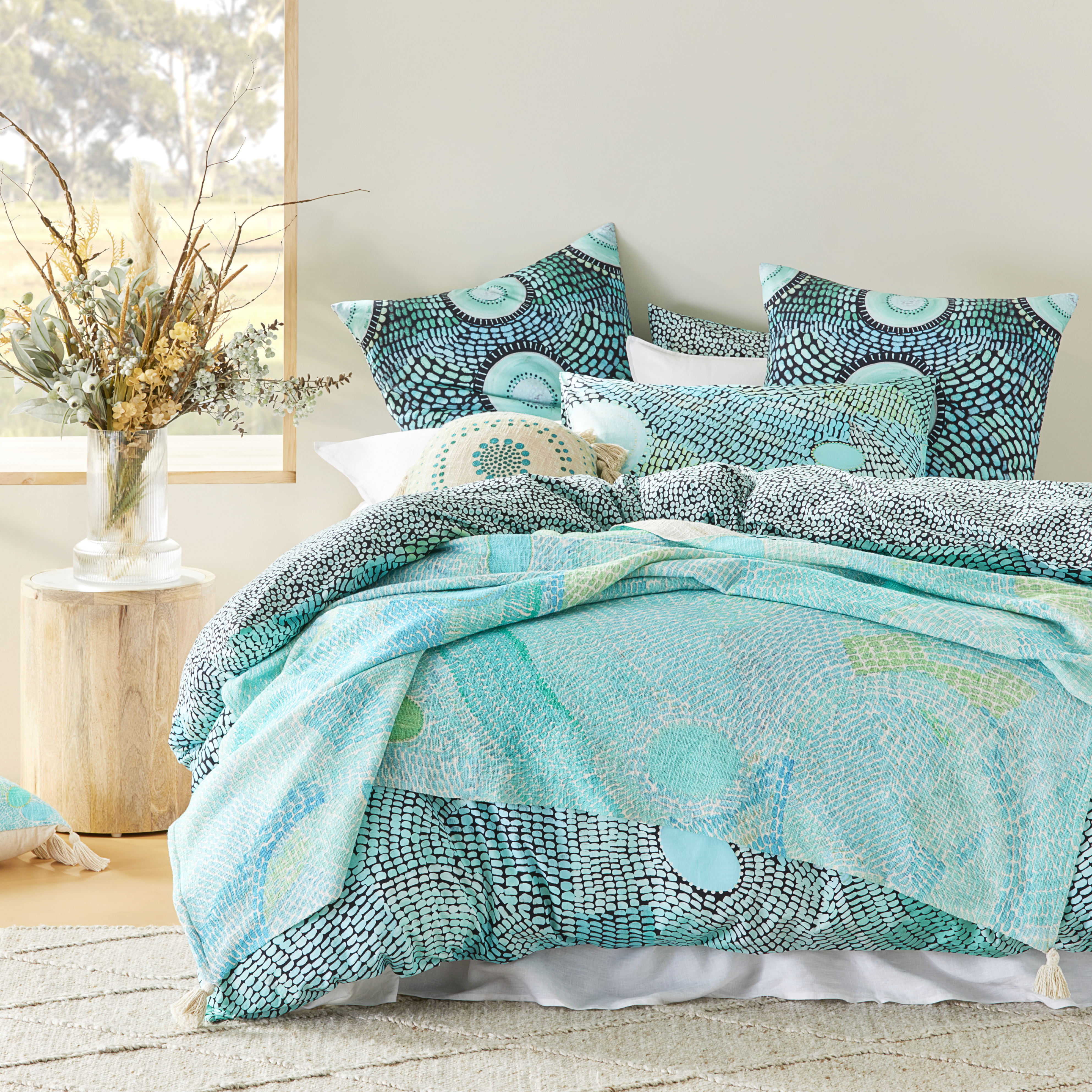 Miimi + Jiinda Lowanna Aqua Throw | Adairs
