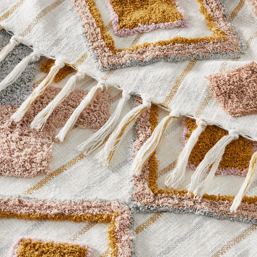 Caribbean Tan & Blue Tufted Throw | Adairs