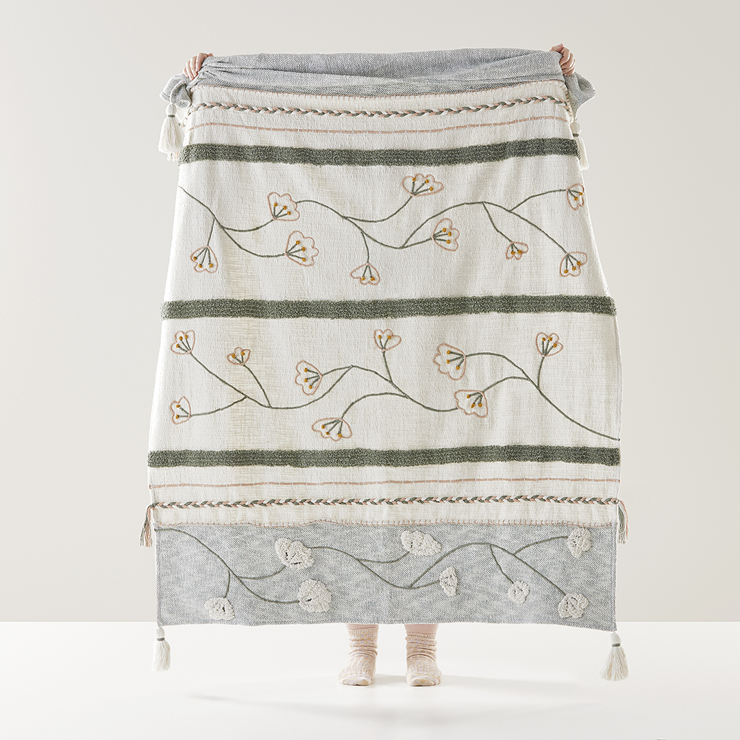 Mila Blue & Natural Throw | Adairs
