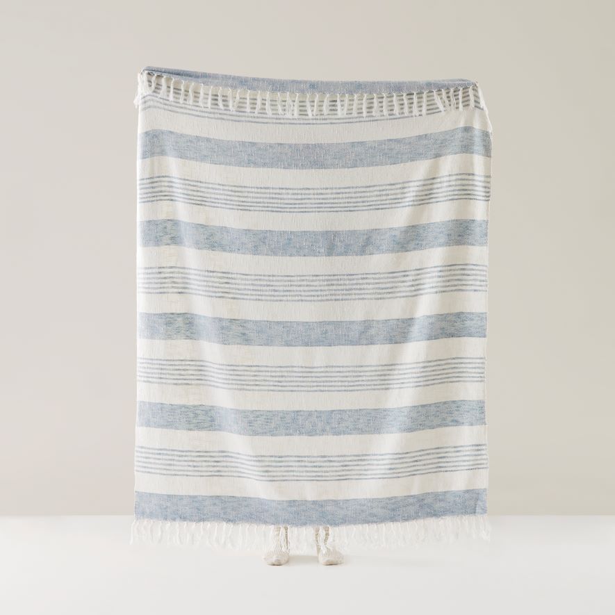 Argo Blue Stripe Throw | Homewares | Adairs