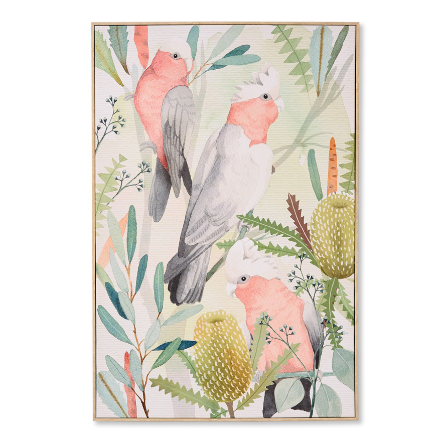 Native Bushland Pink Galah Canvas | Adairs