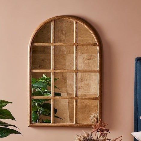 Mango Wood Natural Window Arch Mirror | Adairs
