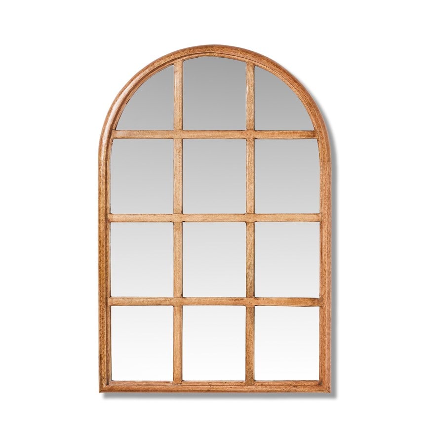 Mango Wood Natural Window Arch Mirror | Adairs