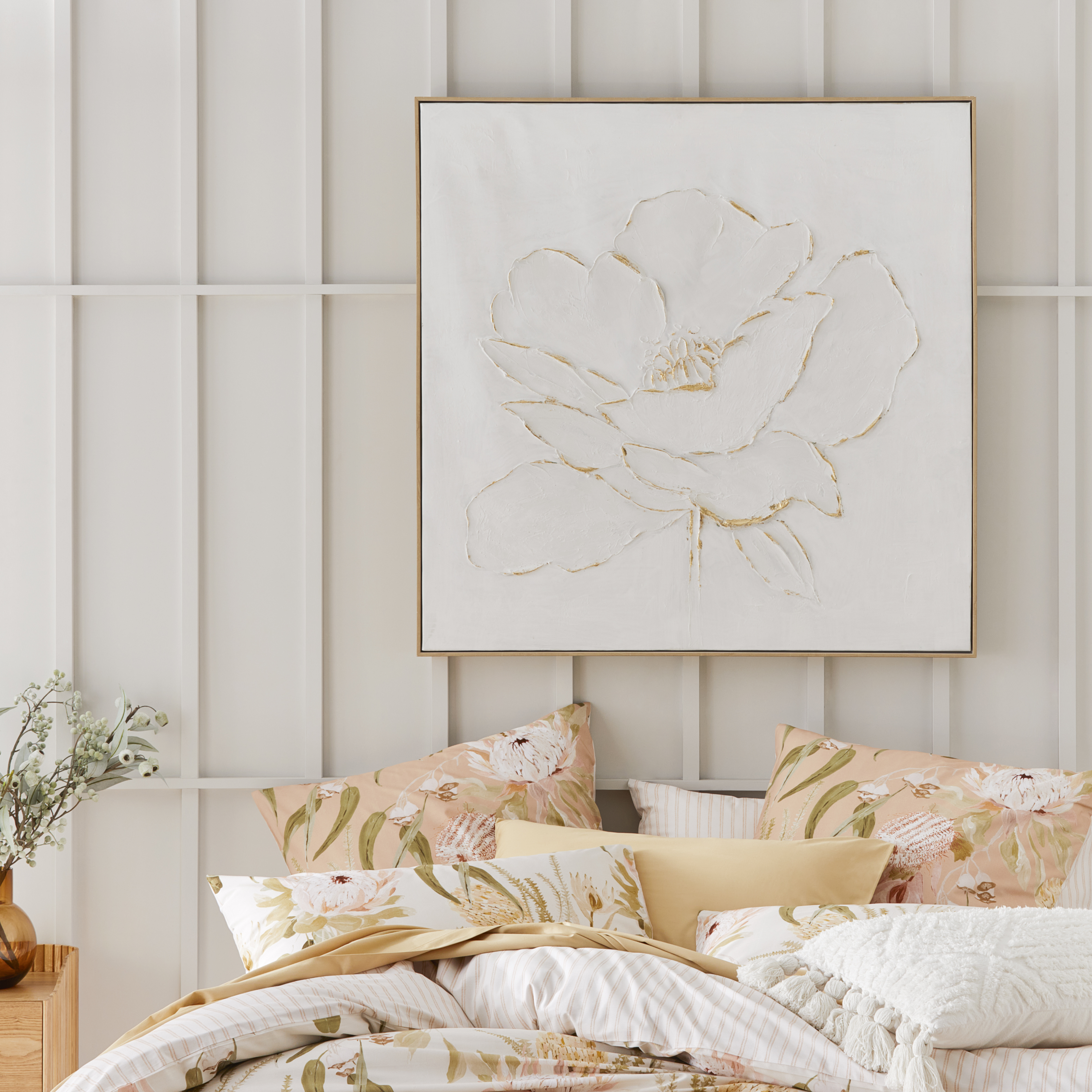 Moma White Flower Canvas | Adairs