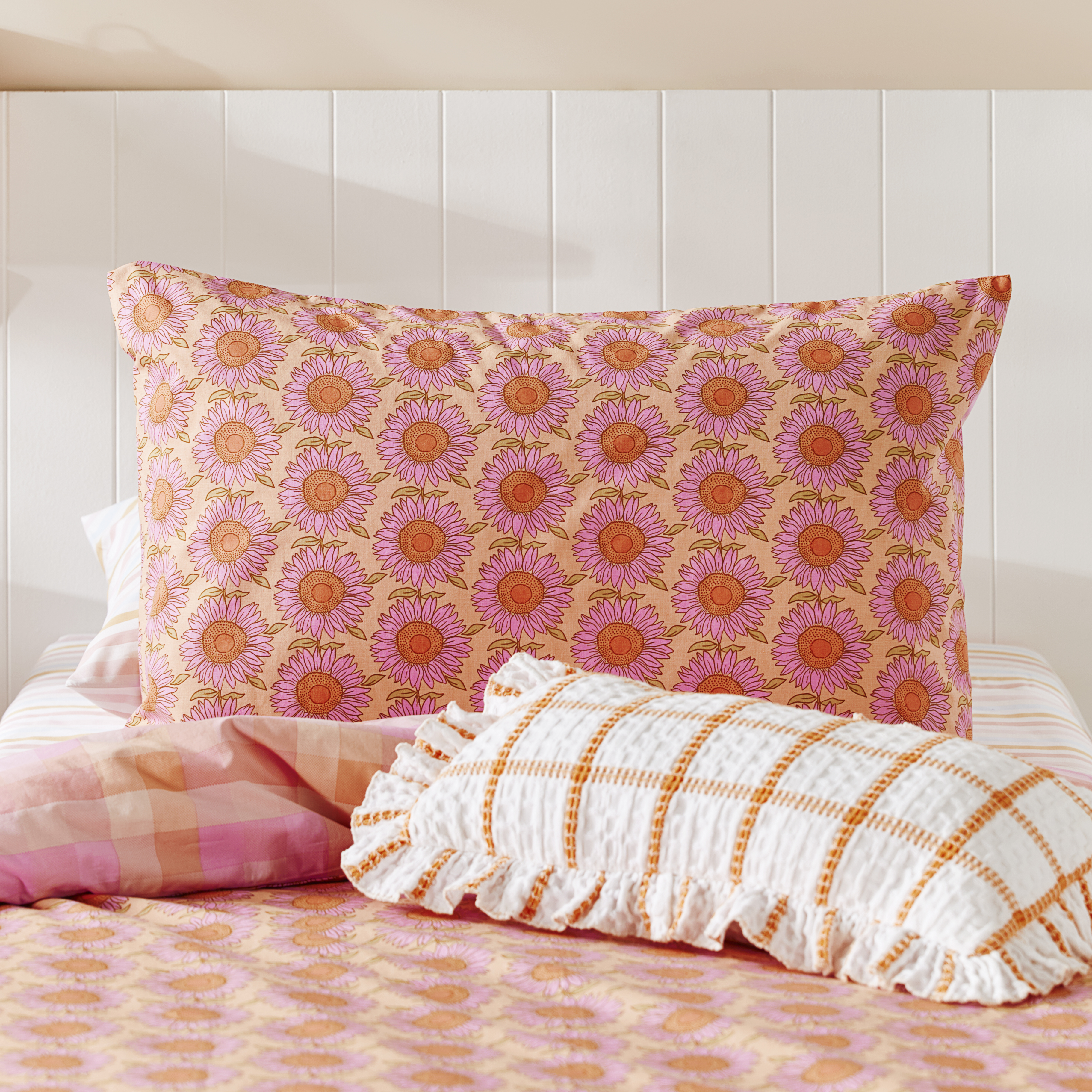 Adairs Kids - Sunflower Stonewashed Sunset Quilt Cover Set | Adairs