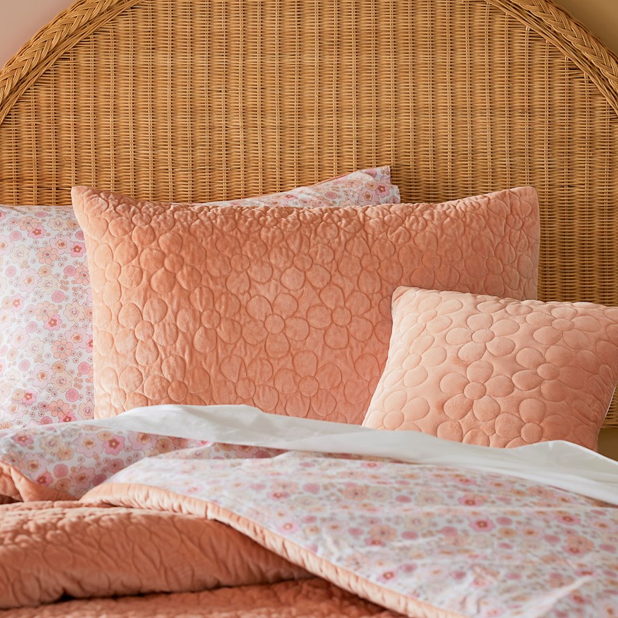 Adairs Kids - Daisy Dusty Pink Quilted Velvet Quilt Cover Set | Adairs