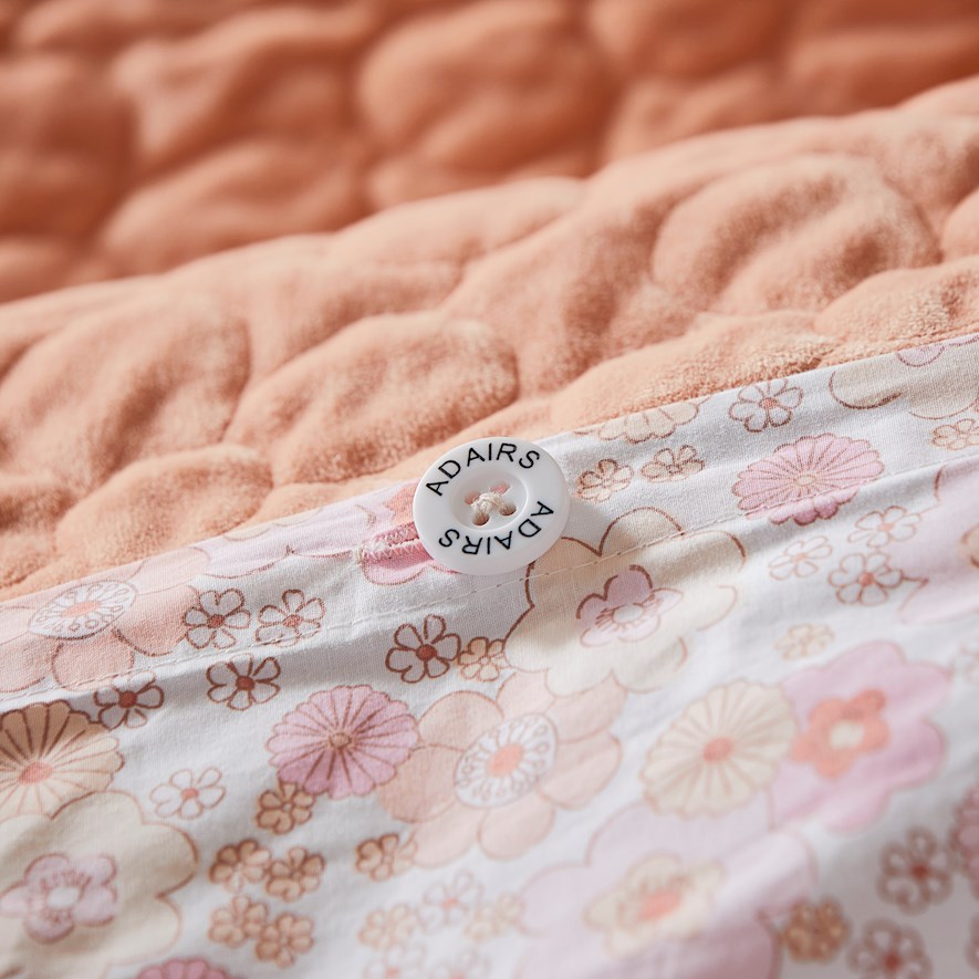 Adairs Kids - Daisy Dusty Pink Quilted Velvet Quilt Cover Set | Adairs