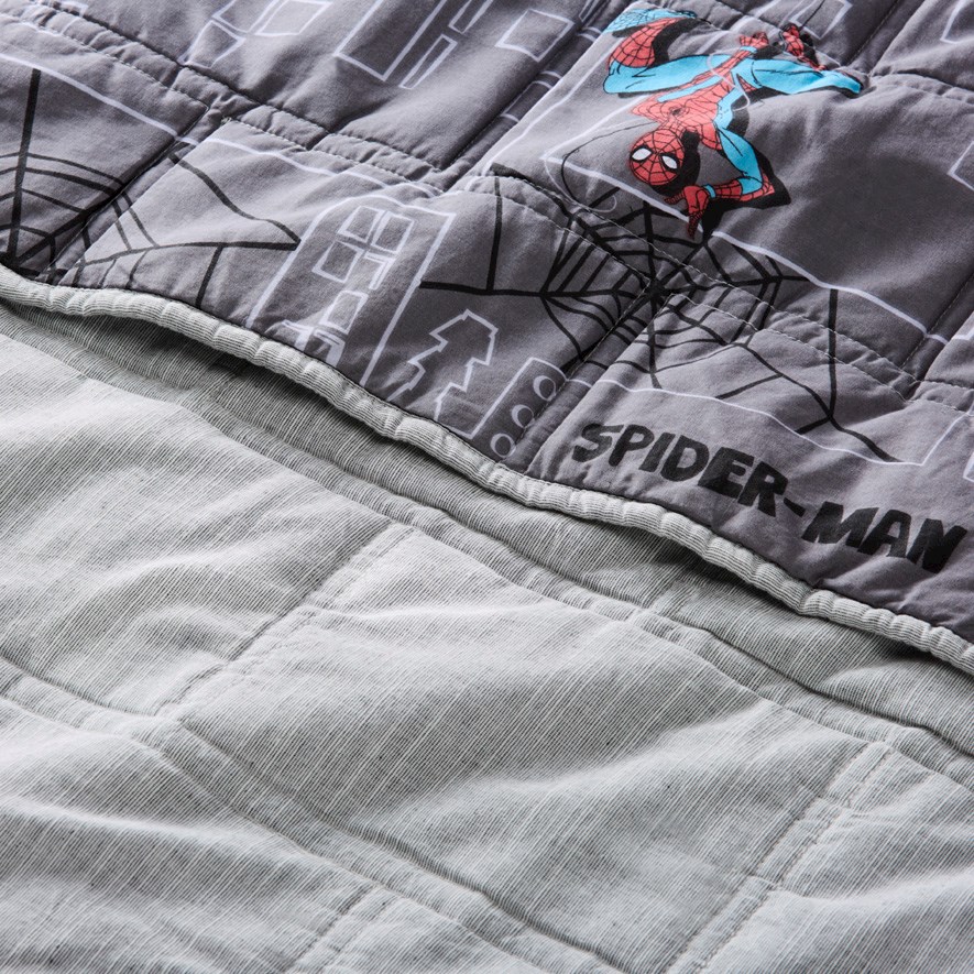 Marvel - Spider-Man Grey Chambray Coverlet | Adairs